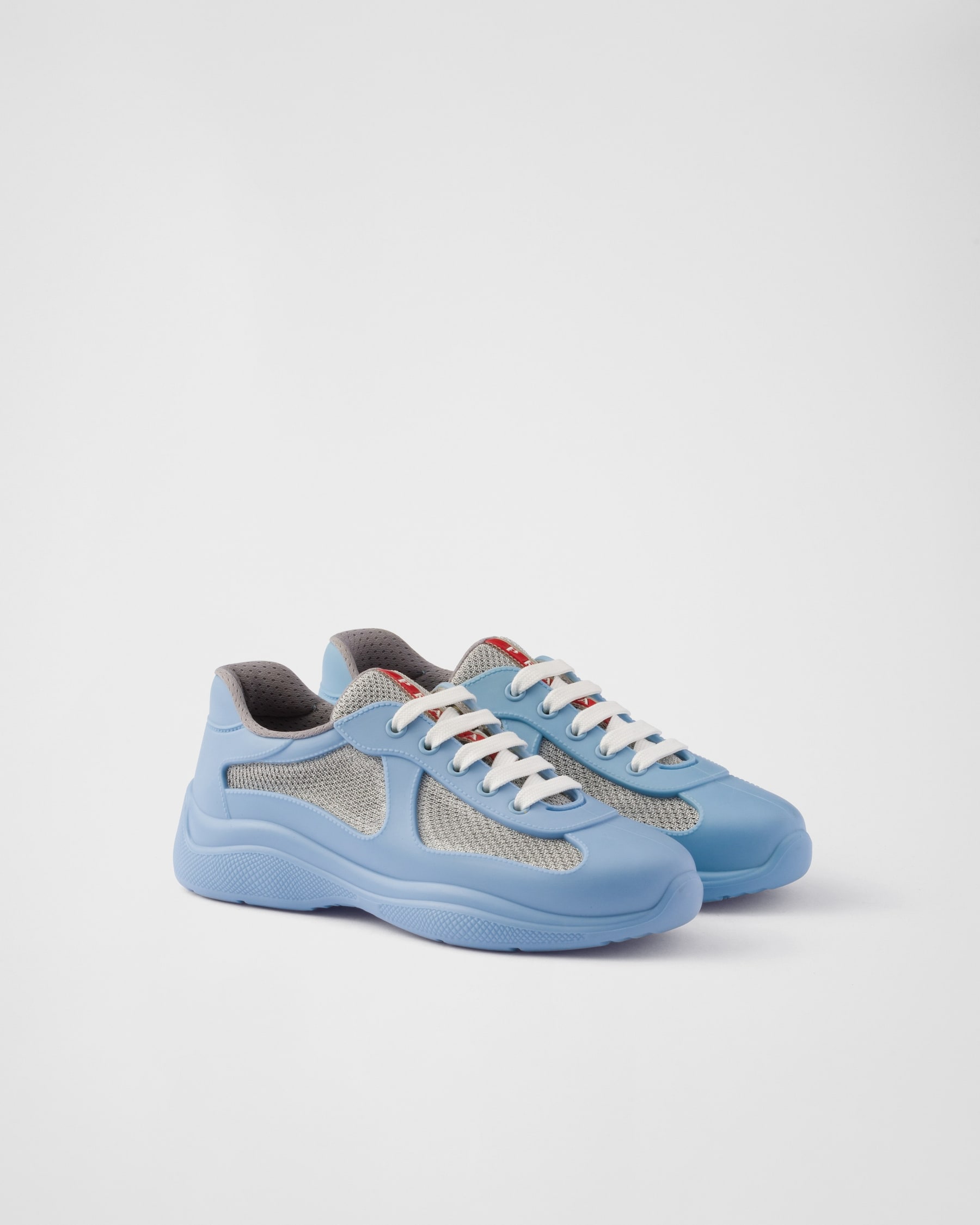 Light Blue Prada America's Cup Soft Rubber And Bike Fabric Sneakers | PRADA