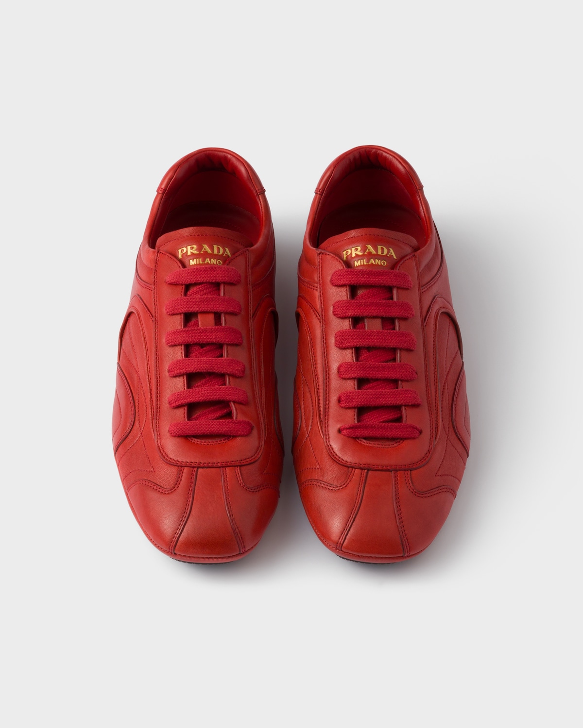 Red Montecarlo Re-edition 2005 Antiqued Nappa Leather Sneakers | PRADA