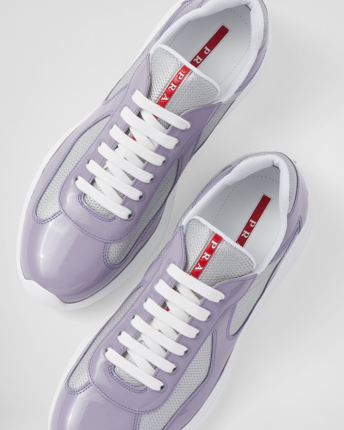 Wisteria/silver Prada America's Cup Patent Leather And Bike Fabric Sneakers | PRADA