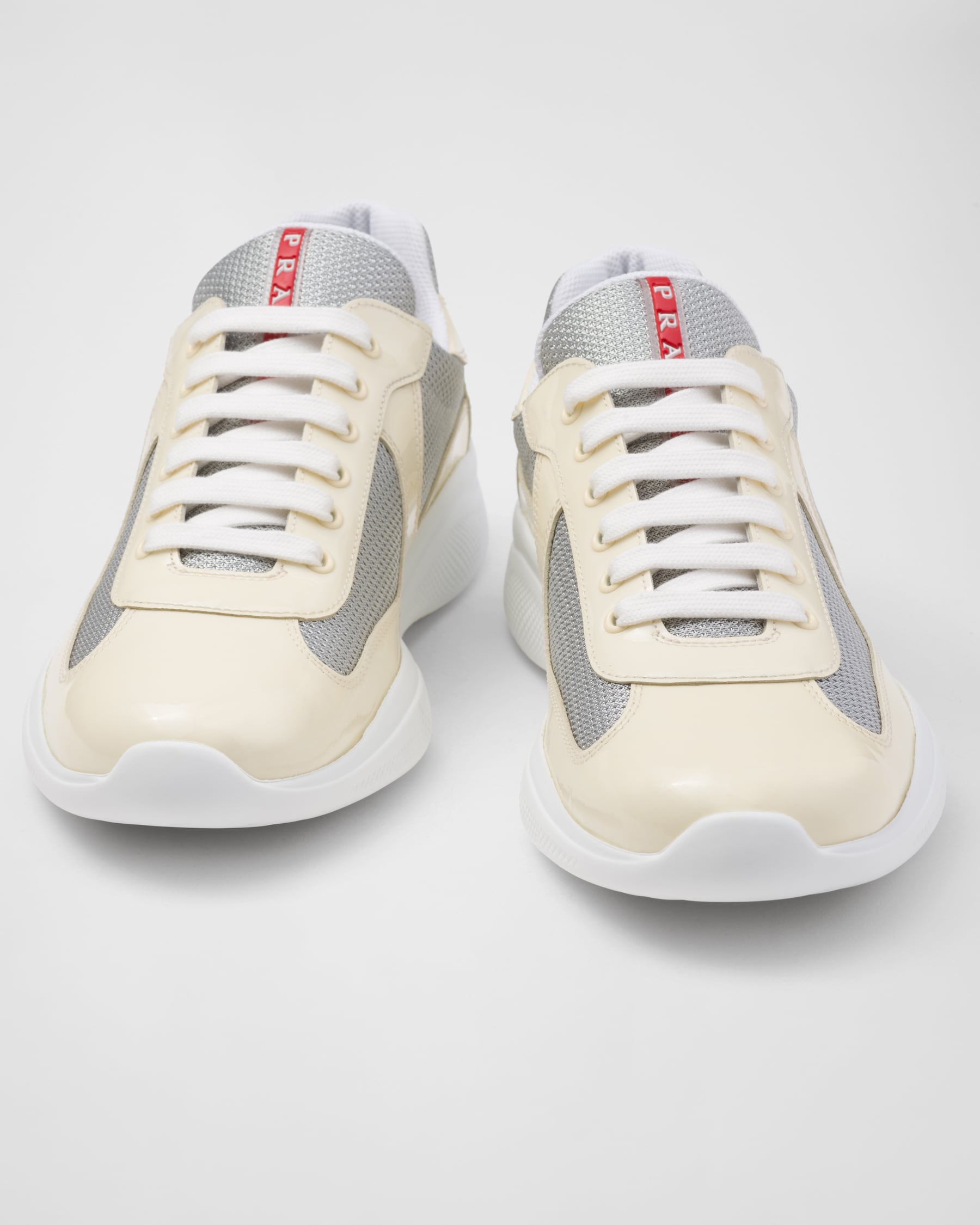 Vanilla/silver Prada America's Cup Patent Leather And Bike Fabric ...