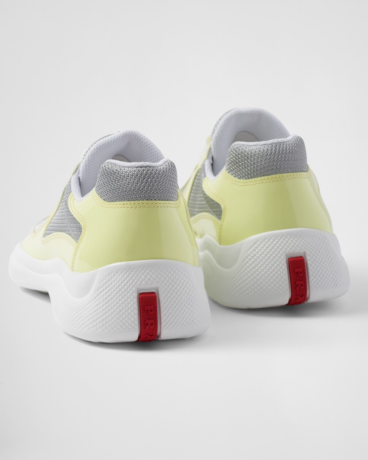 Pollen Yellow/silver Prada America's Cup Patent Leather And Bike Fabric Sneakers | PRADA