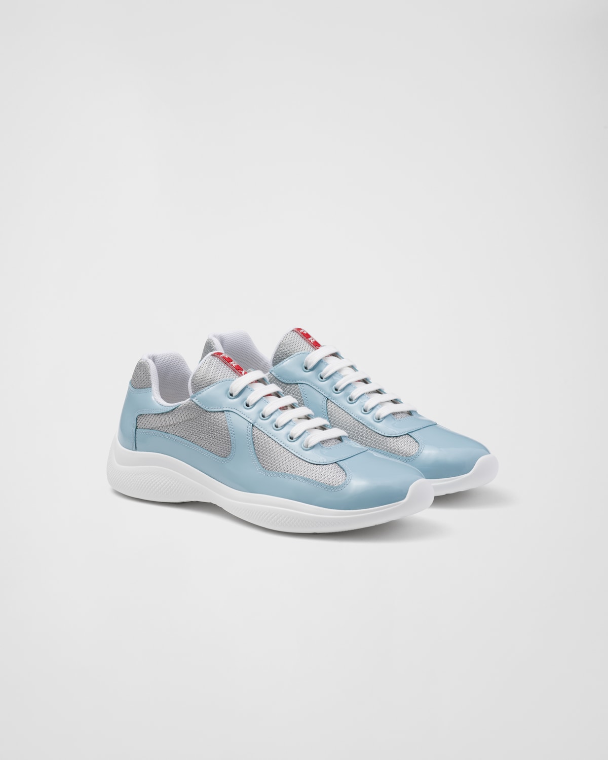Light Grey/silver Prada America's Cup Patent Leather And Bike Fabric Sneakers | PRADA