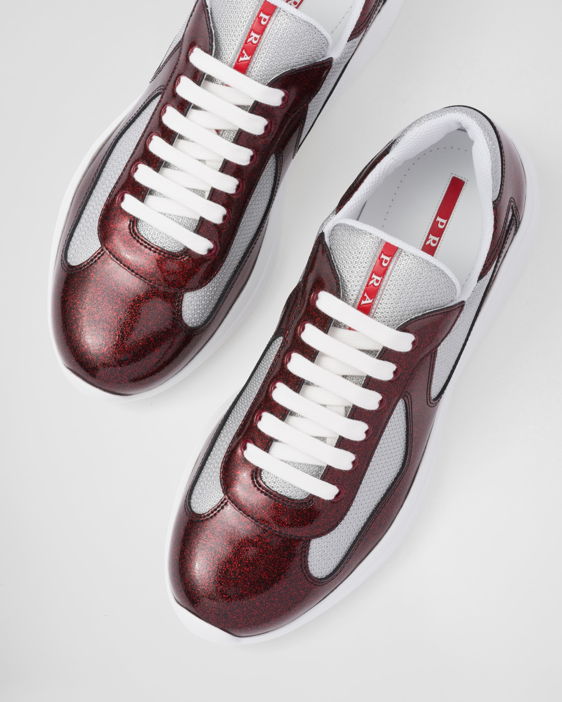 Red Prada America's Cup Patent Leather And Bike Fabric Sneakers | PRADA