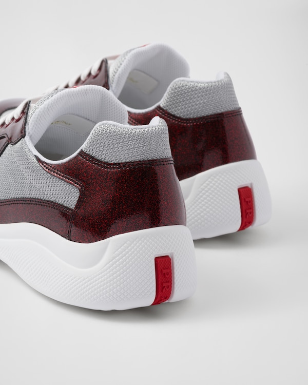 Red Prada America's Cup Patent Leather And Bike Fabric Sneakers | PRADA
