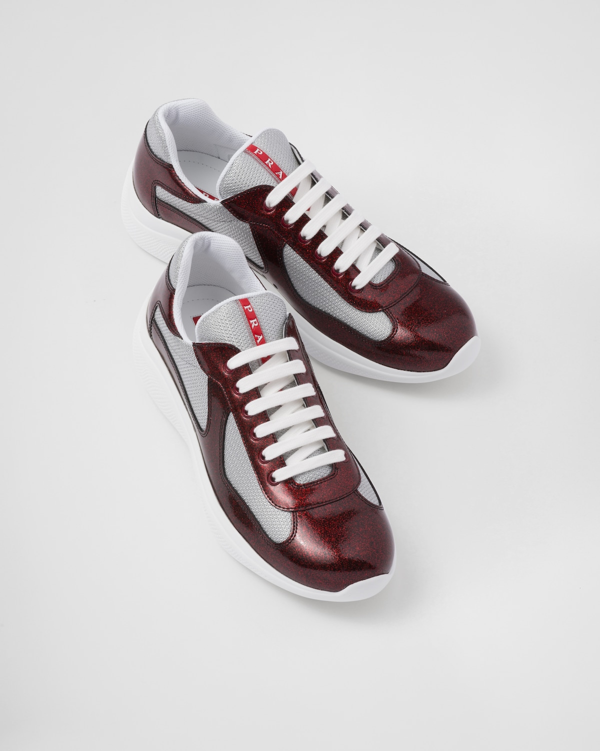Red Prada America's Cup Patent Leather And Bike Fabric Sneakers | PRADA