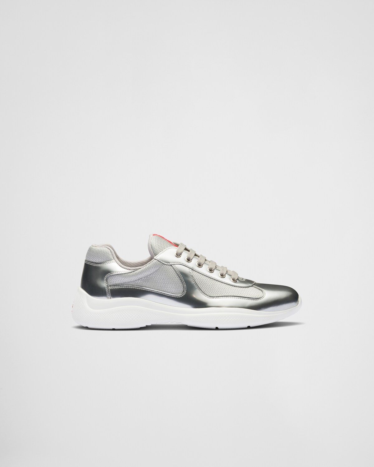 Silver Prada America's Cup Metallic Leather And Bike Fabric Sneakers ...