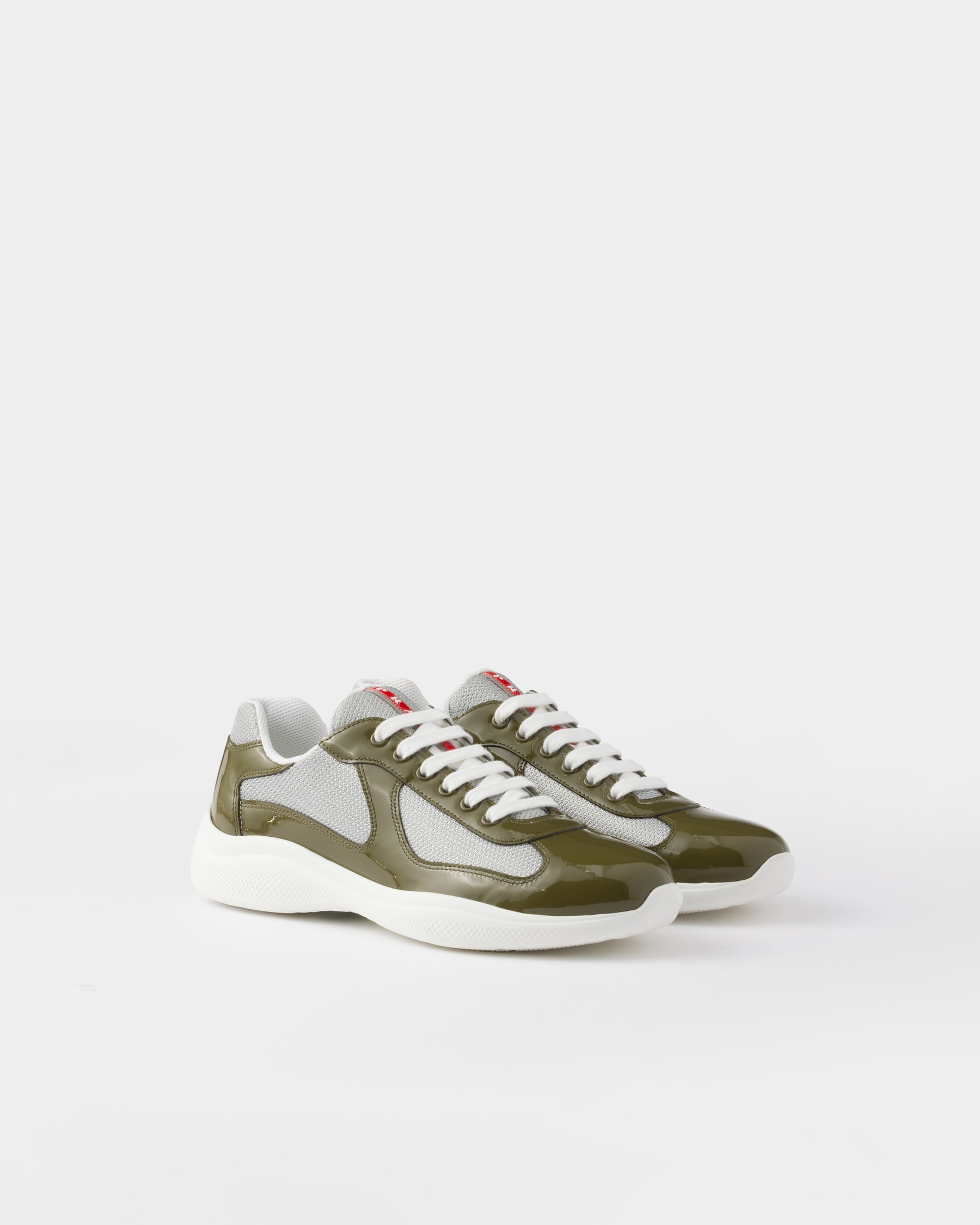 Loden Green/silver Patent Leather And Technical Fabric Prada America's ...