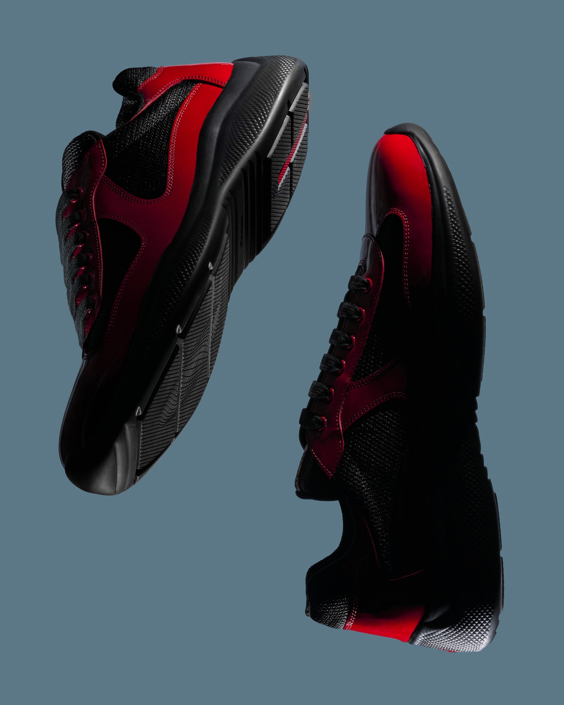 Red/black Prada America's Cup Sneakers | PRADA