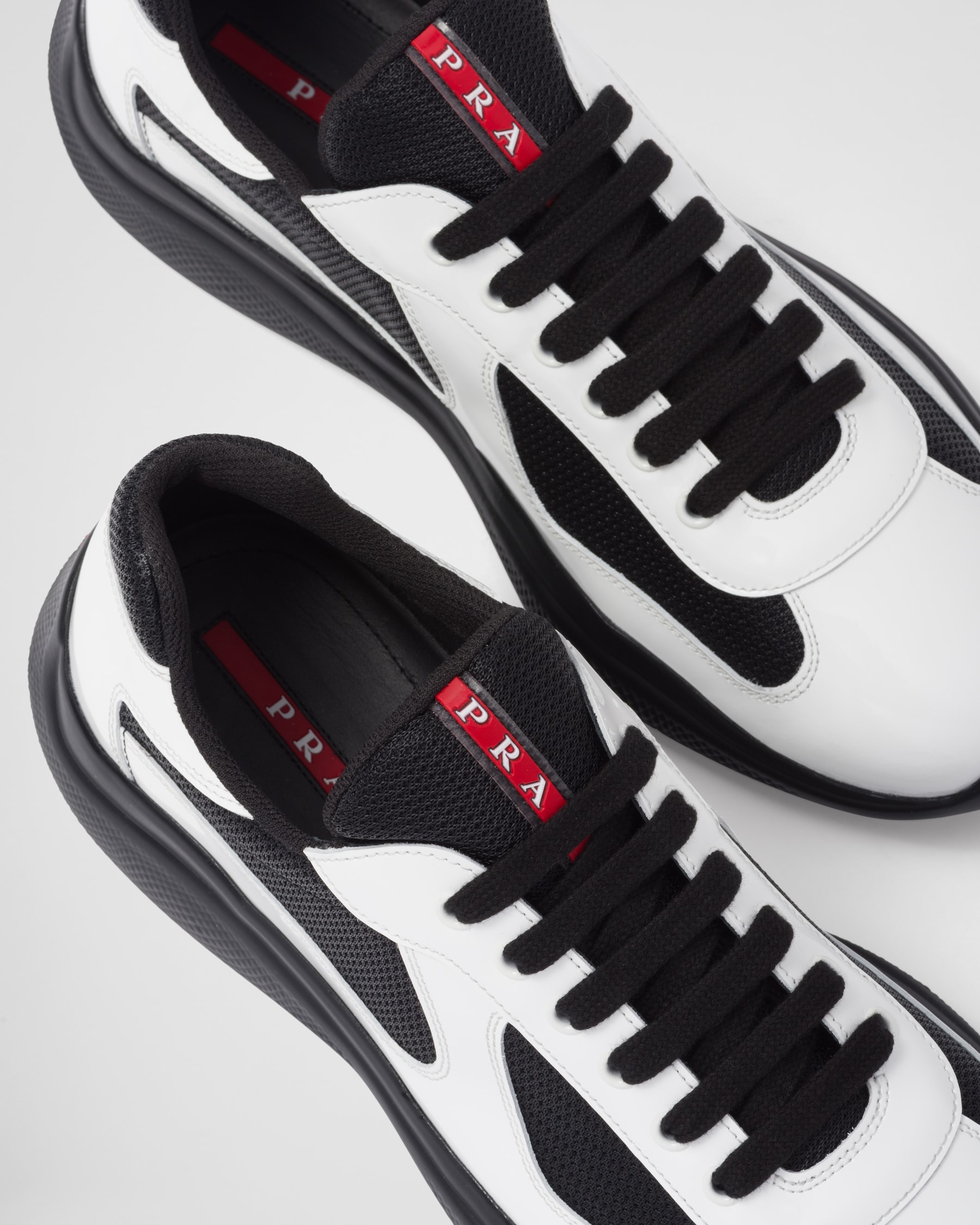 White/black Prada America's Cup Sneakers | PRADA