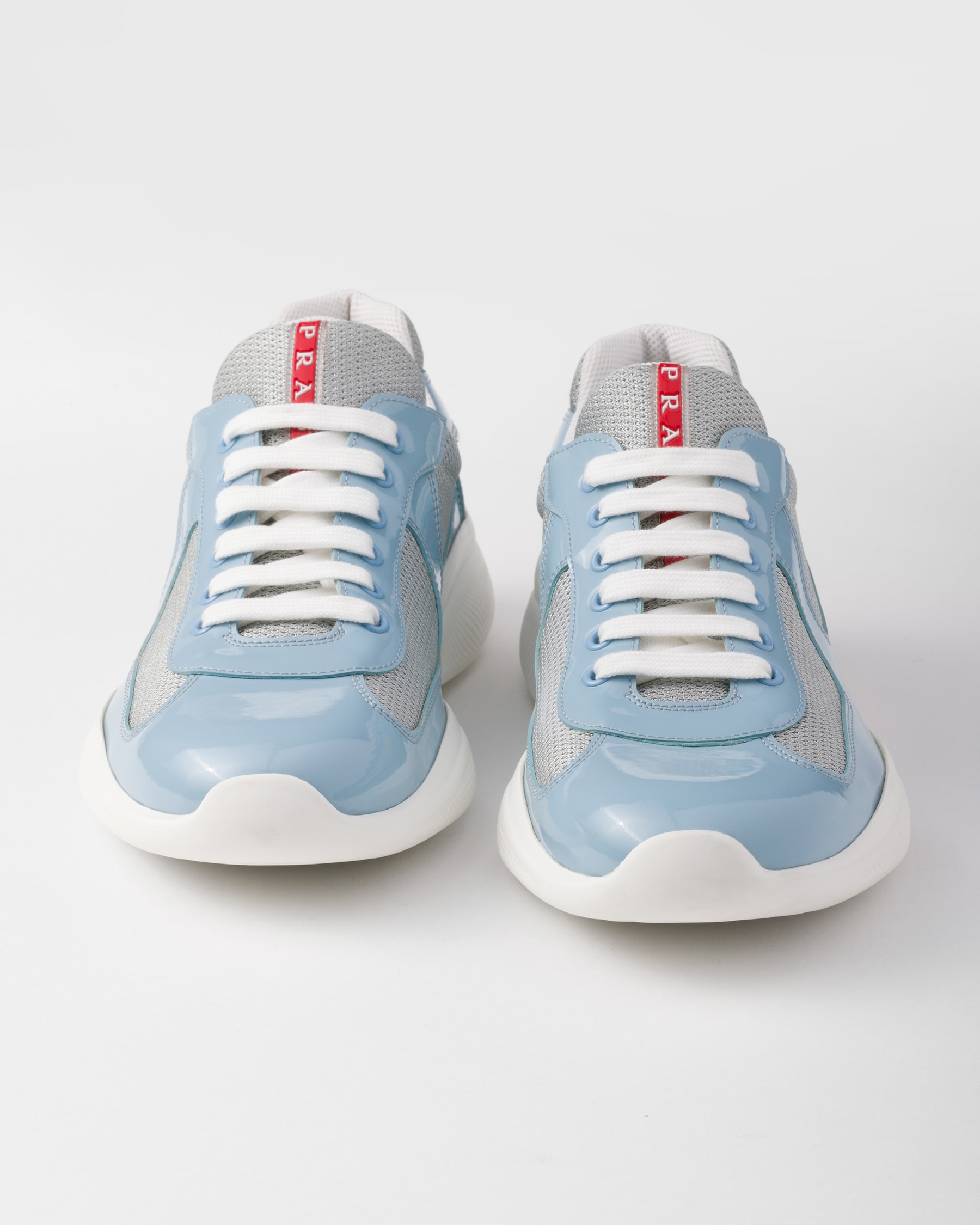 Silver/celeste Patent Leather And Technical Fabric Prada America's Cup ...