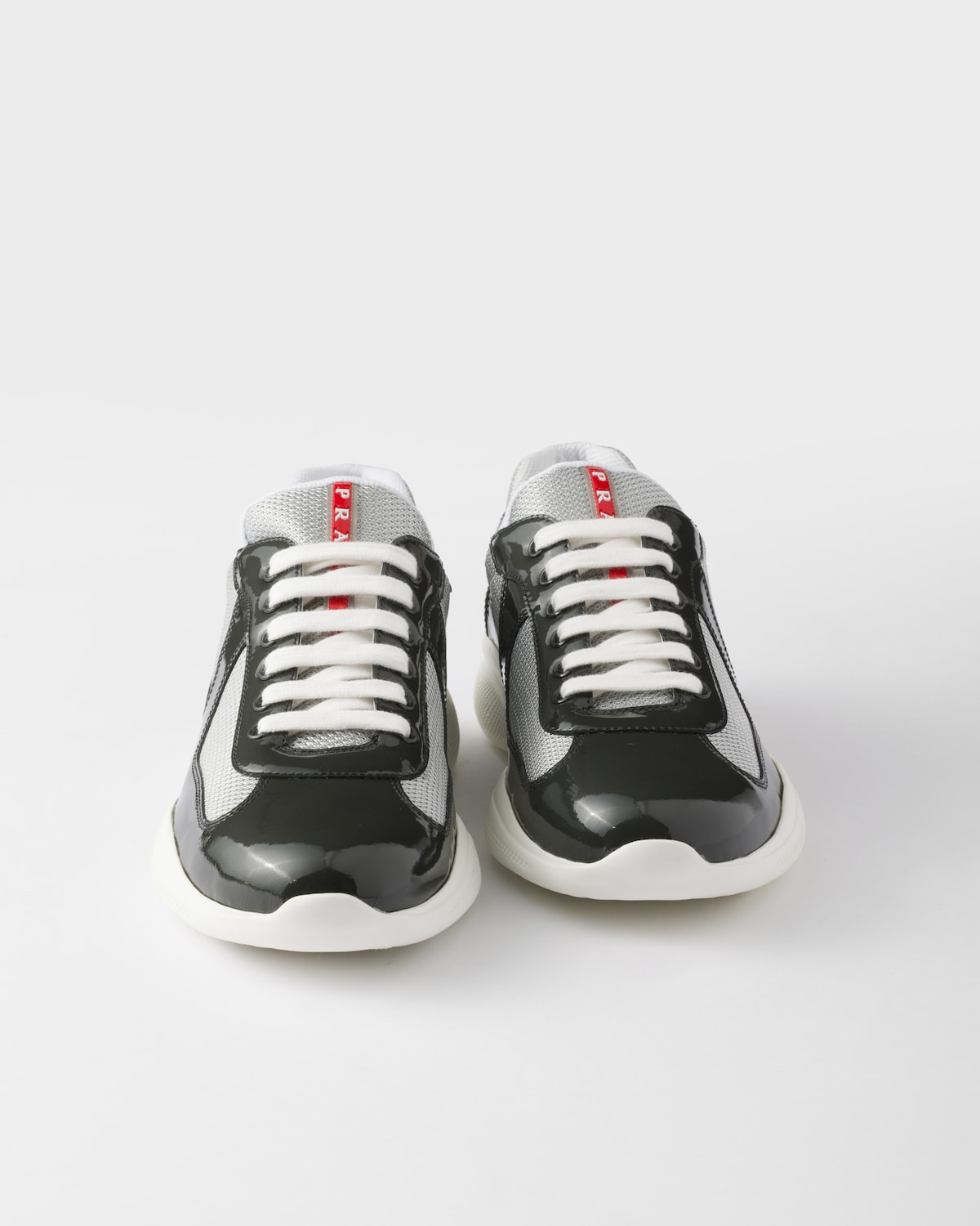 Anthracite Gray/silver Patent Leather And Technical Fabric Prada ...