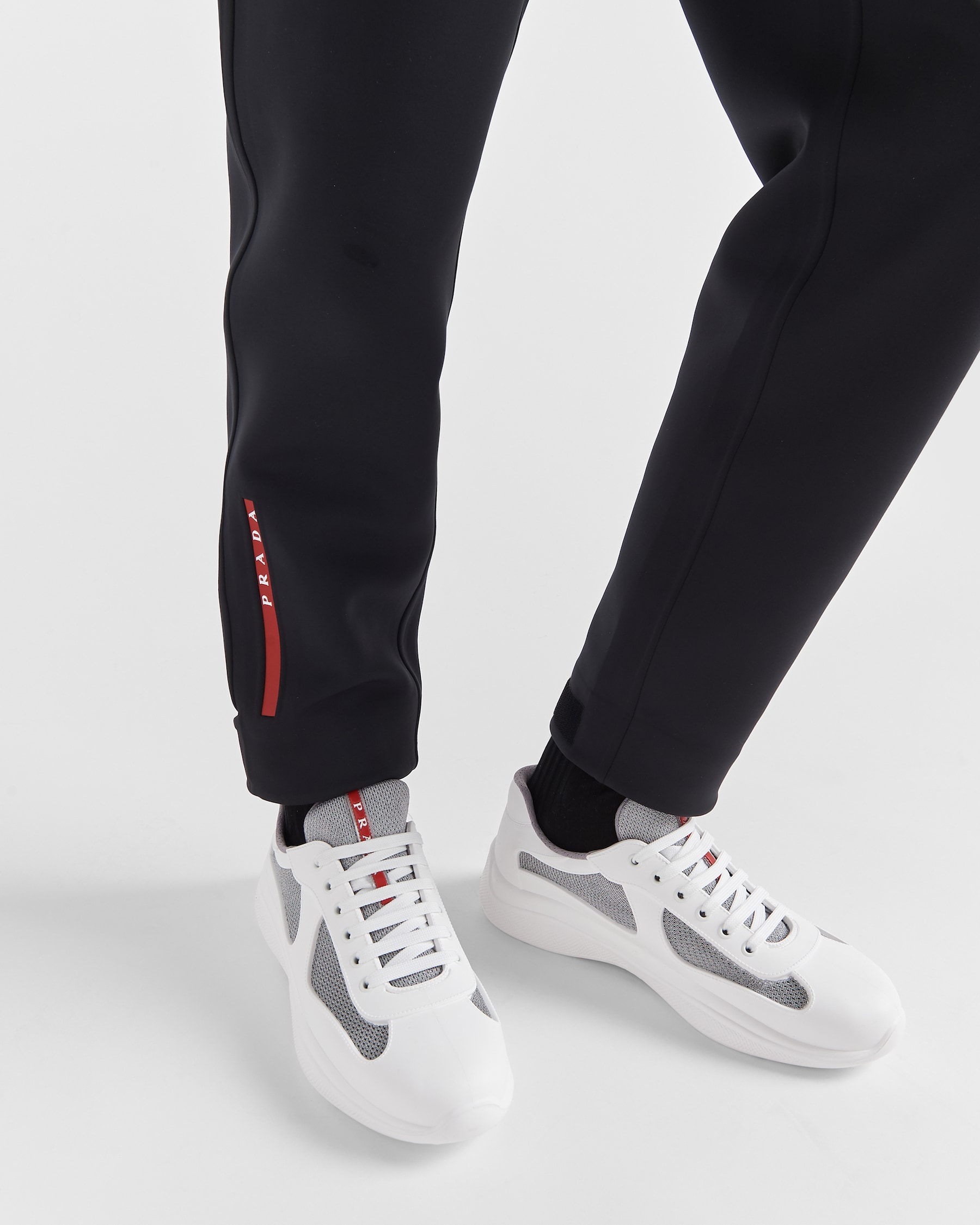 White Prada America's Cup Soft Rubber And Bike Fabric Sneakers | PRADA