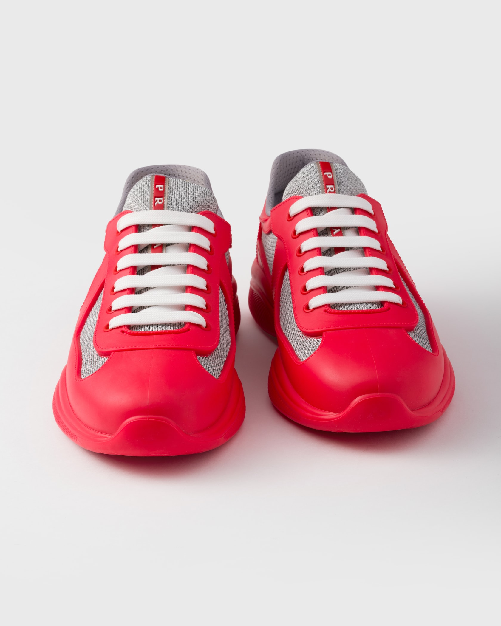Red Prada America's Cup Soft Rubber And Bike Fabric Sneakers | PRADA
