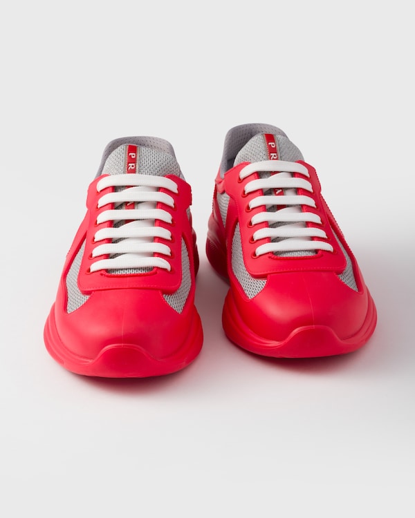 Red Prada America's Cup Soft Rubber And Bike Fabric Sneakers | PRADA