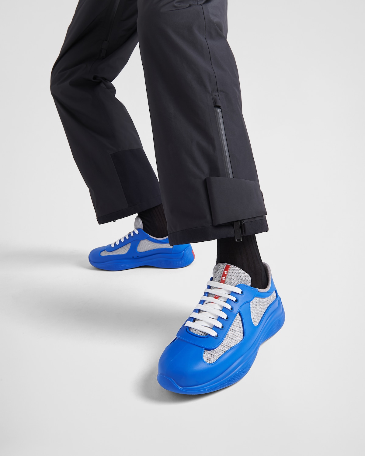 Sapphire Blue Prada America's Cup Soft Rubber And Bike Fabric Sneakers | PRADA