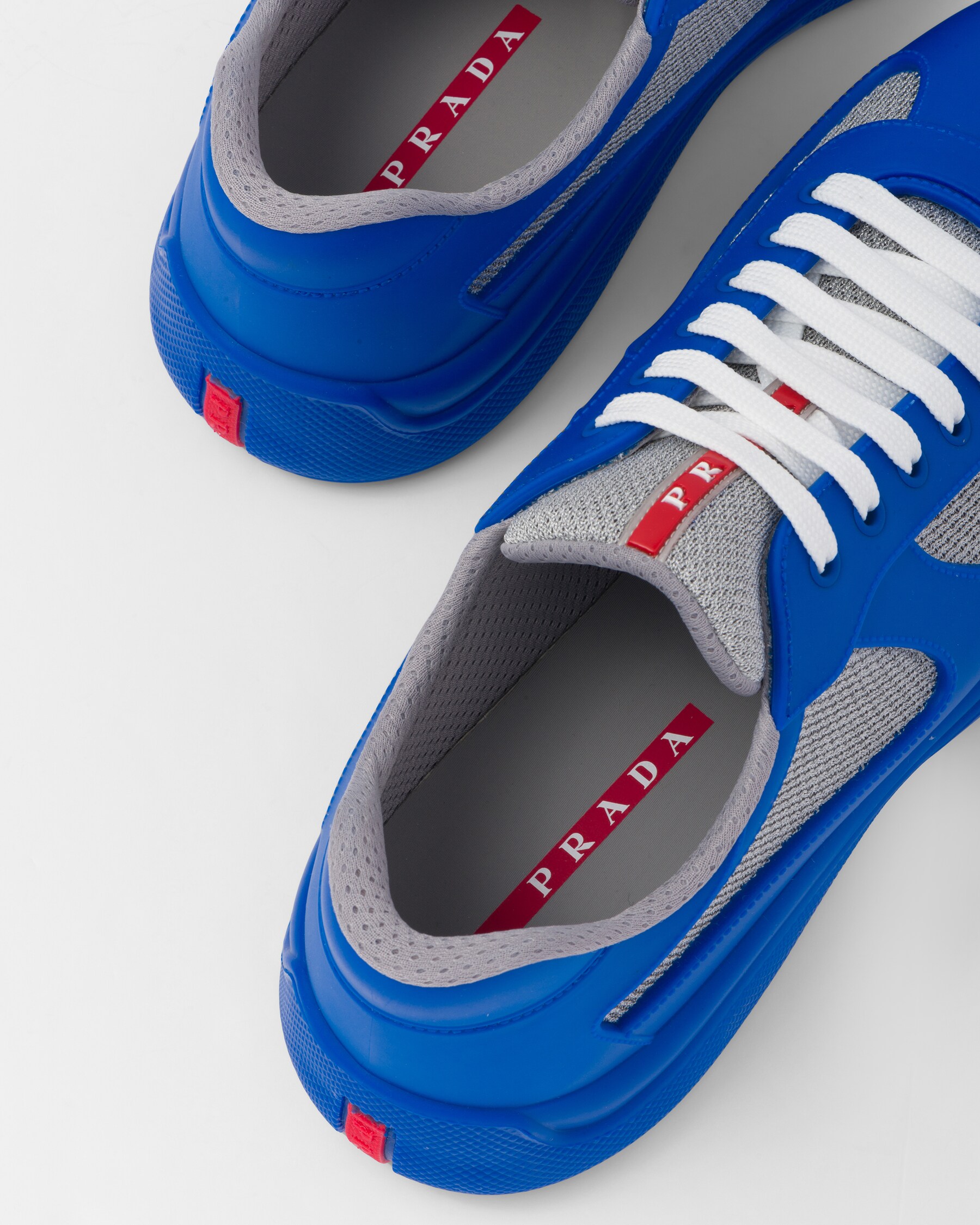 Sapphire Blue Prada America's Cup Soft Rubber And Bike Fabric Sneakers | PRADA