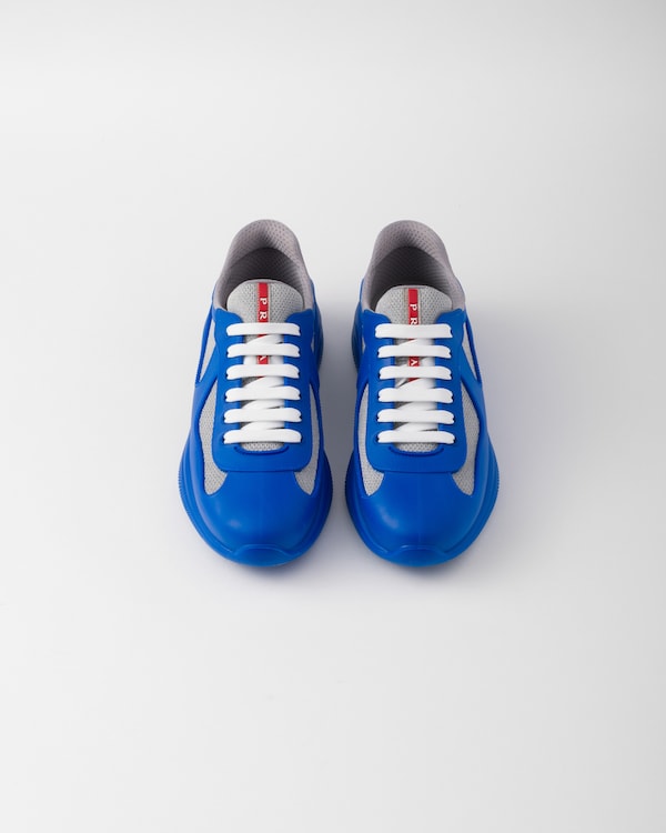 Sapphire Blue Prada America's Cup Soft Rubber And Bike Fabric Sneakers ...