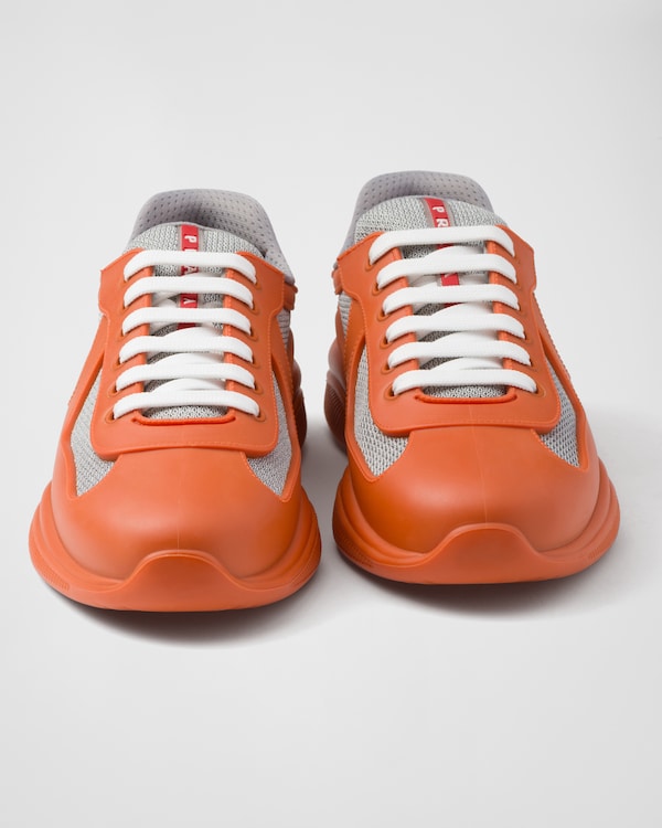 Orange Prada America's Cup Soft Rubber And Bike Fabric Sneakers | PRADA