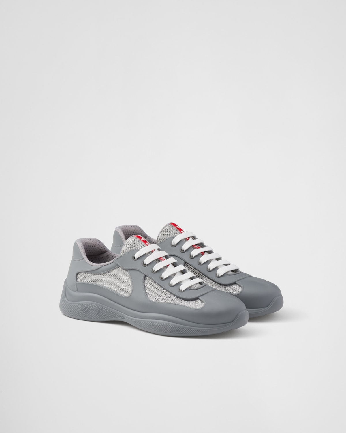 Steel Gray Prada America's Cup Soft Rubber And Bike Fabric Sneakers | PRADA