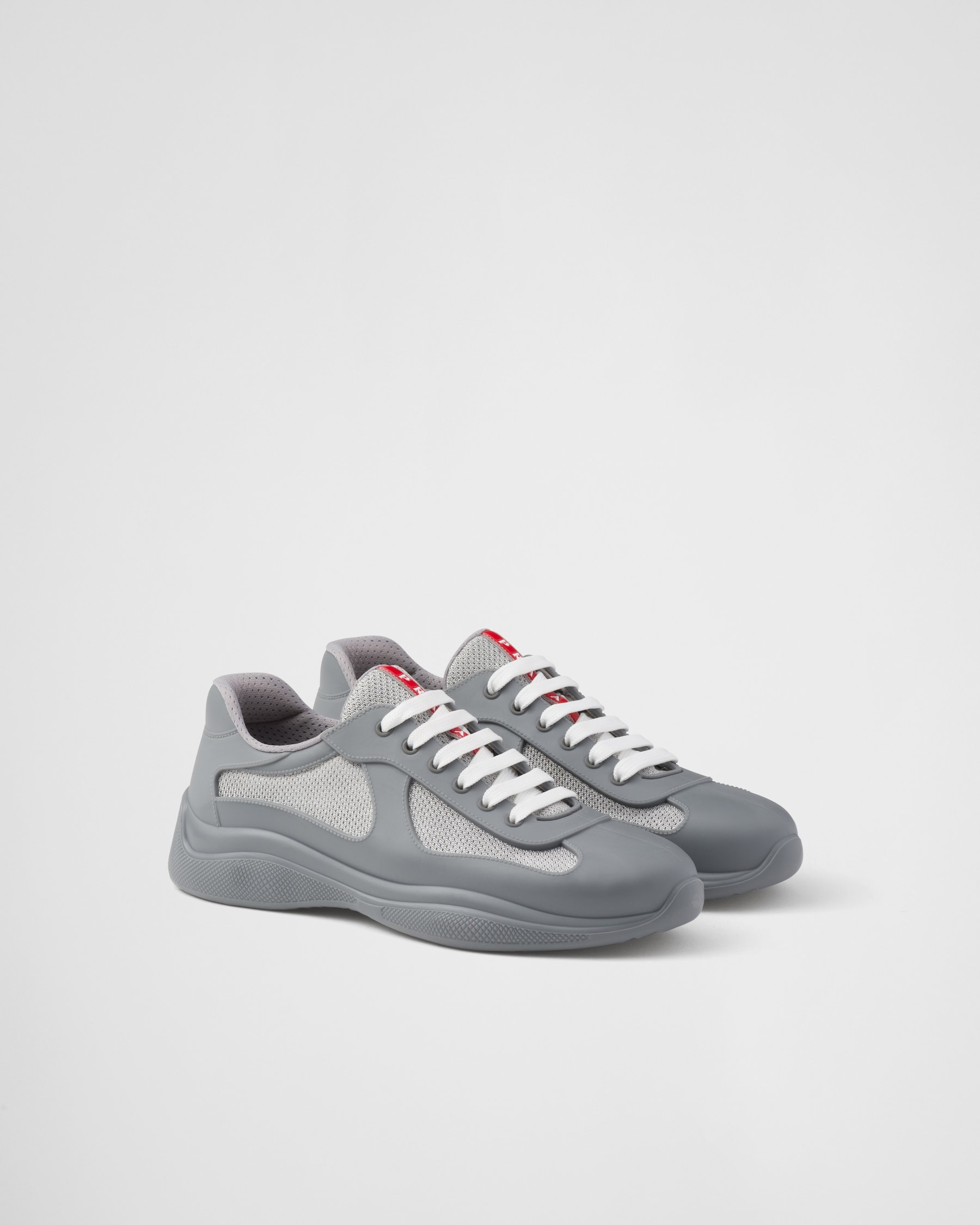 Steel Gray Prada America's Cup Soft Rubber And Bike Fabric Sneakers | PRADA