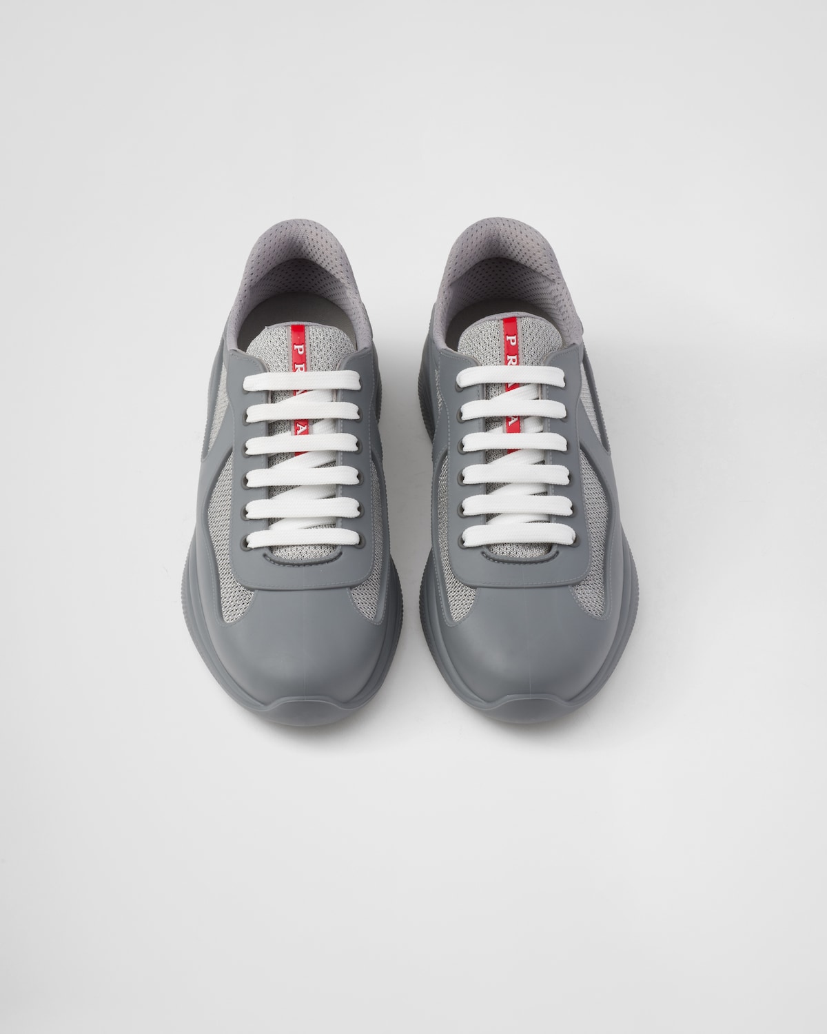 Steel Gray Prada America's Cup Soft Rubber And Bike Fabric Sneakers | PRADA