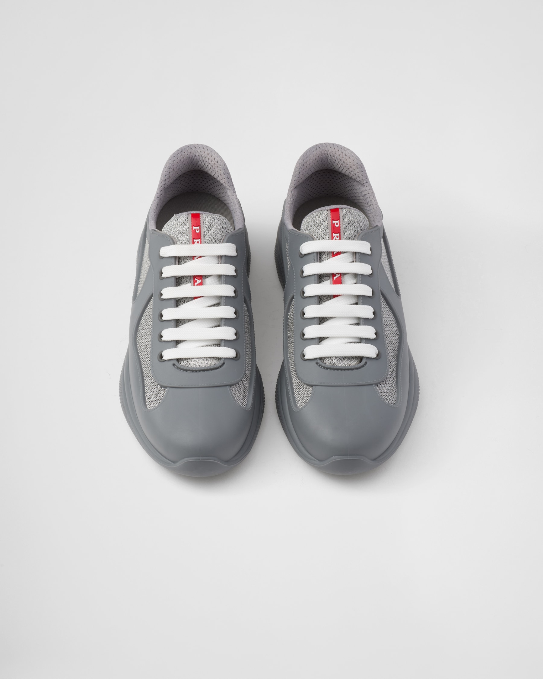 Steel Gray Prada America's Cup Soft Rubber And Bike Fabric Sneakers | PRADA