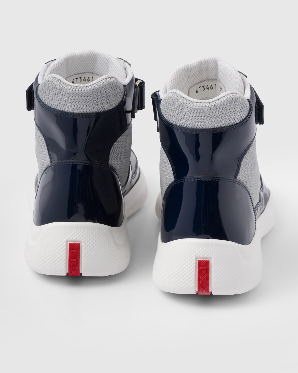 Royal Blue/silver Prada America’s Cup High-top Sneakers | PRADA