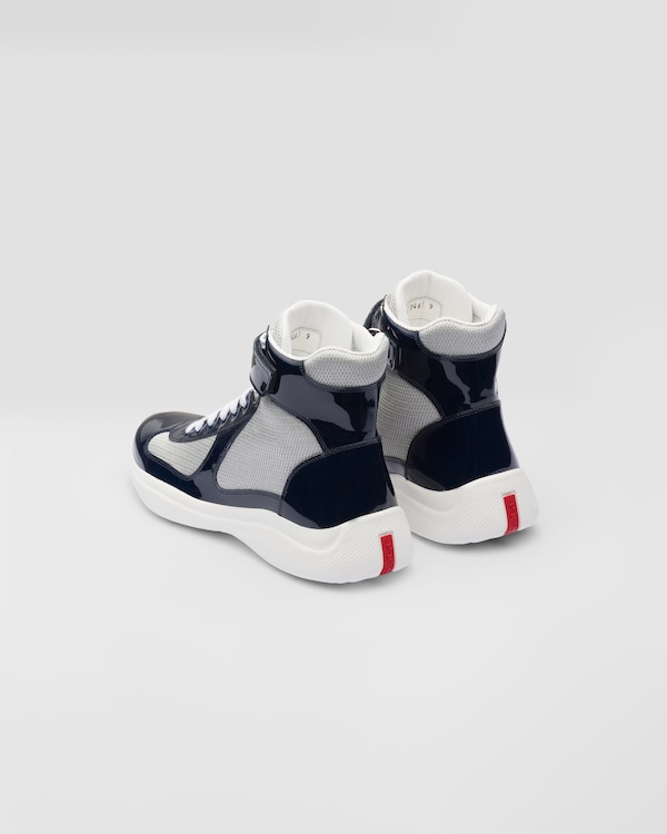 Royal Blue/silver Prada America’s Cup High-top Sneakers | PRADA