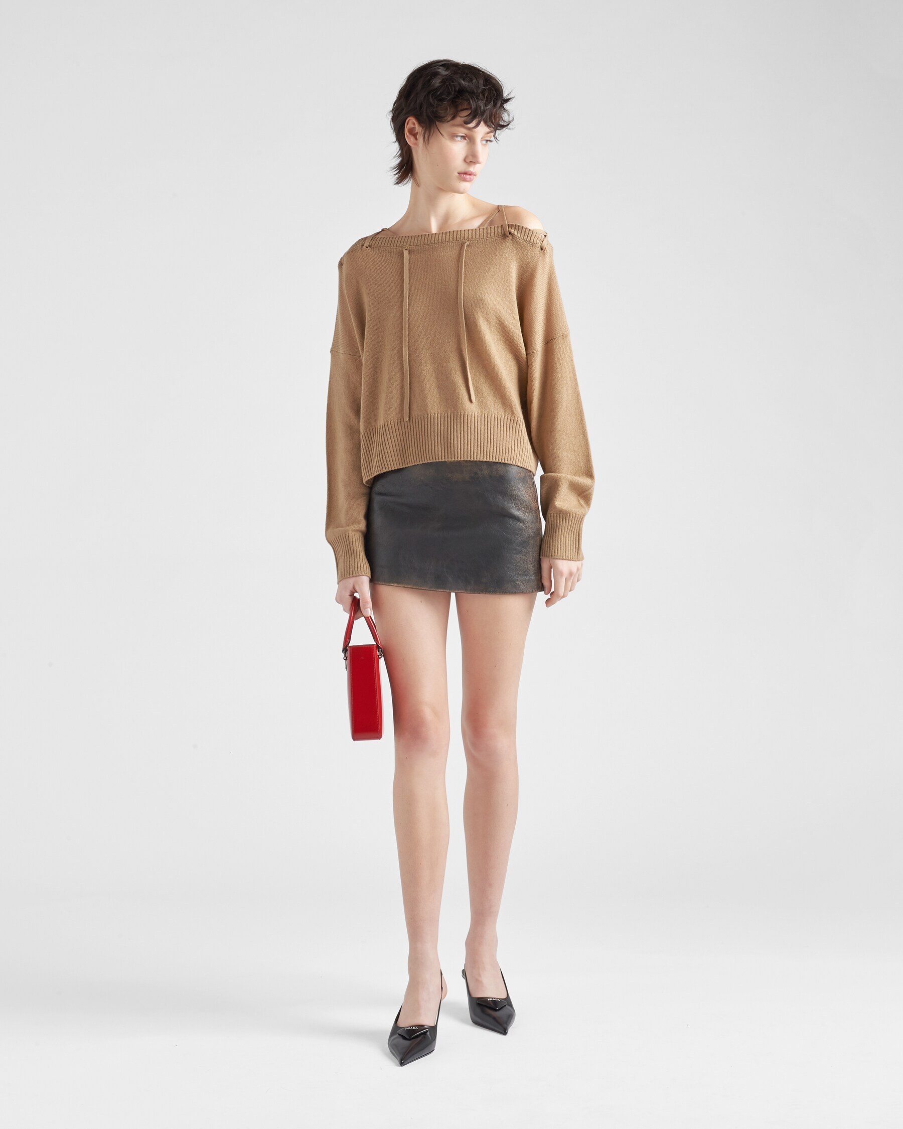 Black Leather Miniskirt | PRADA
