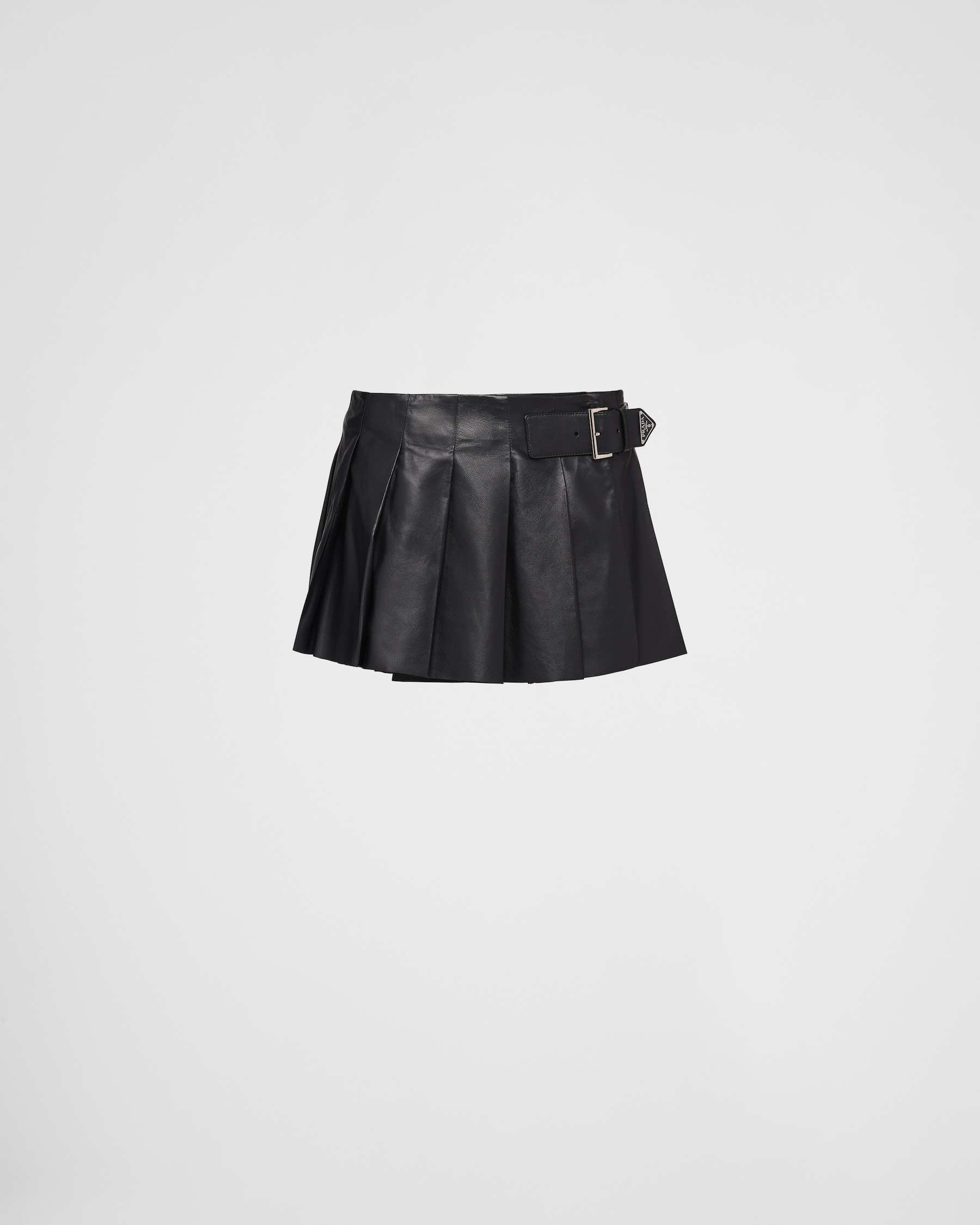 Black Pleated Leather Skirt | PRADA
