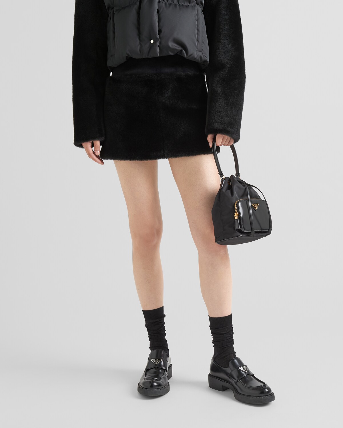 Black Shearling Skirt | PRADA