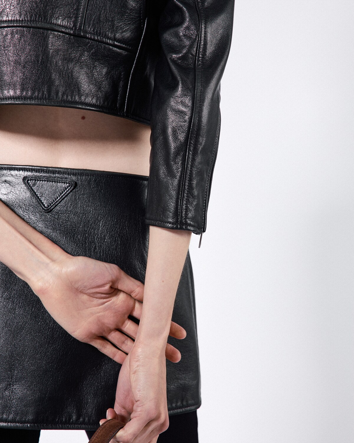Black Leather Mini Skirt | PRADA