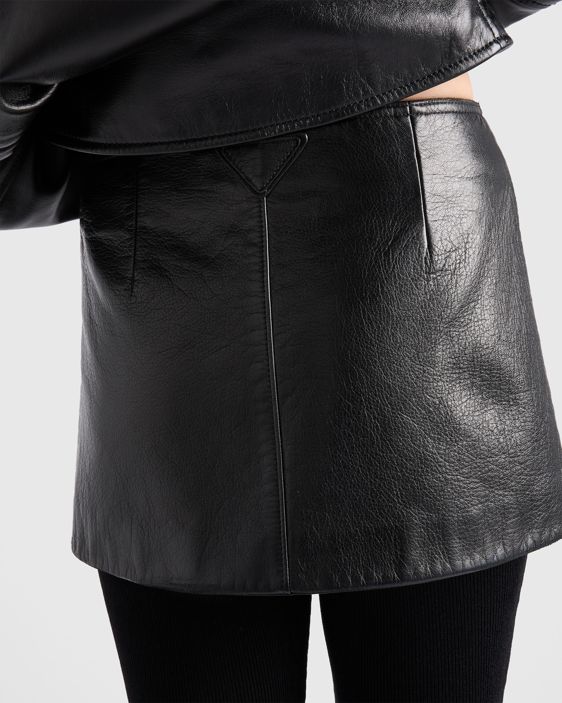 Black Leather Mini Skirt | PRADA