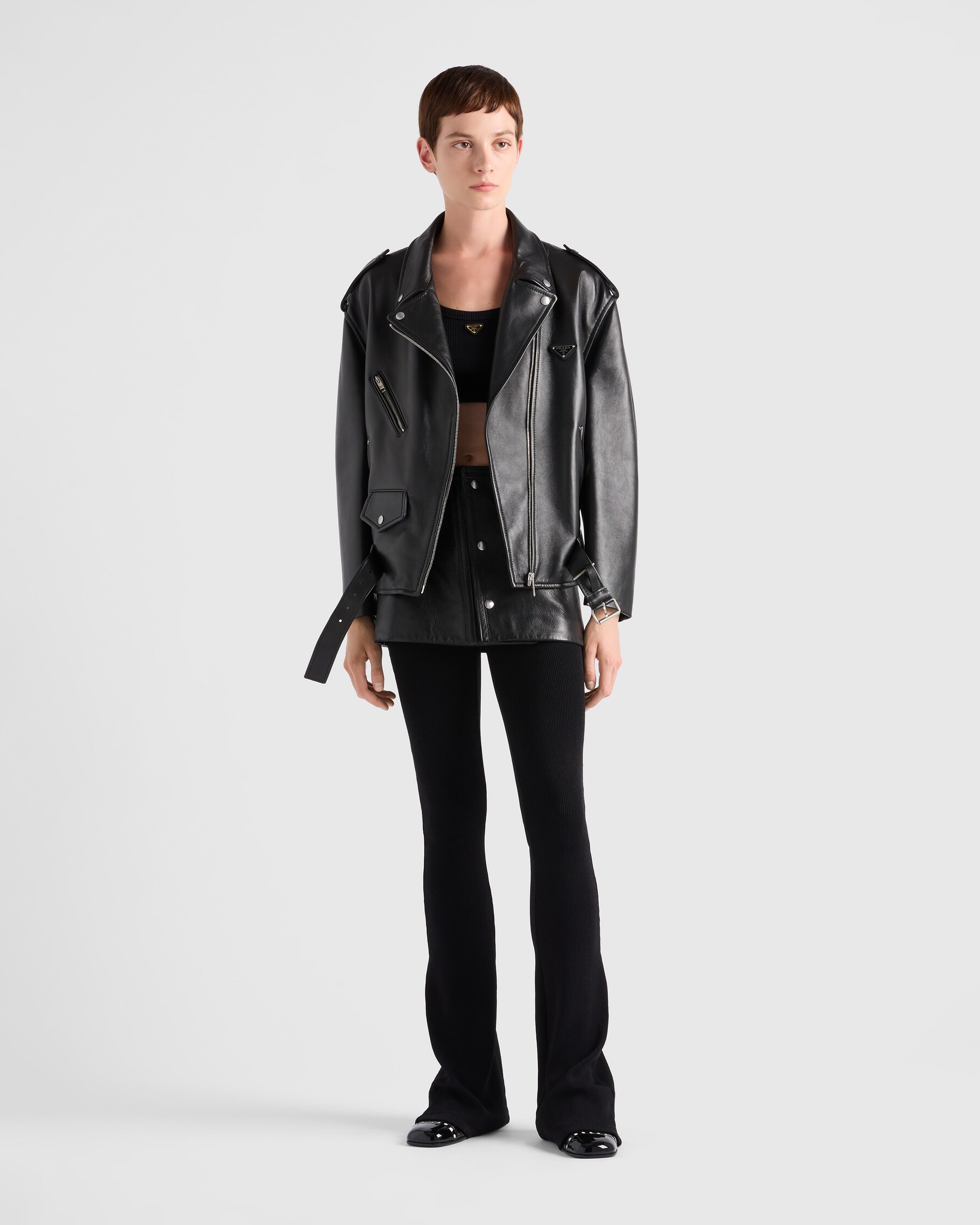 Black Leather Mini Skirt | PRADA