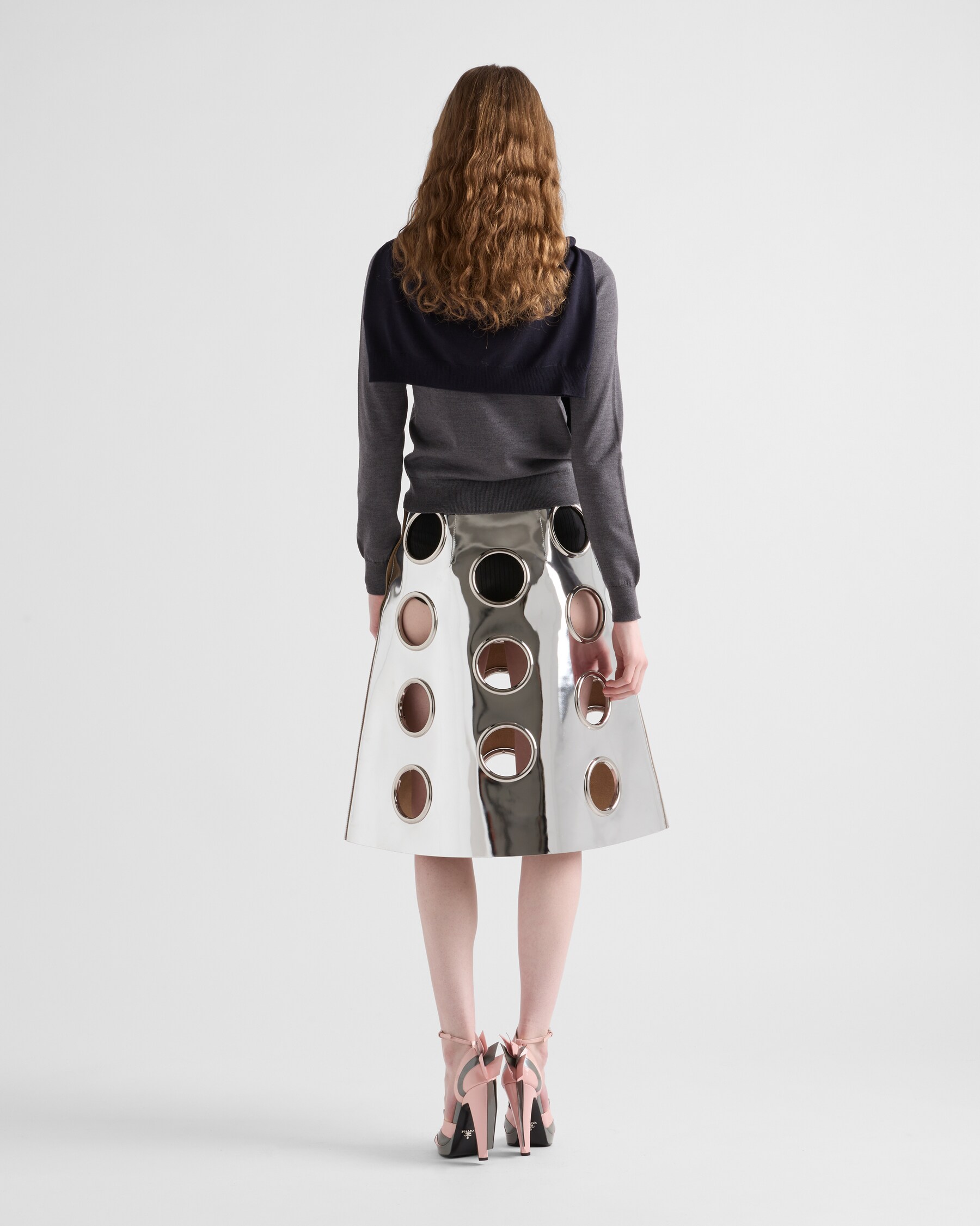 Silver Shiny Leather Skirt | PRADA