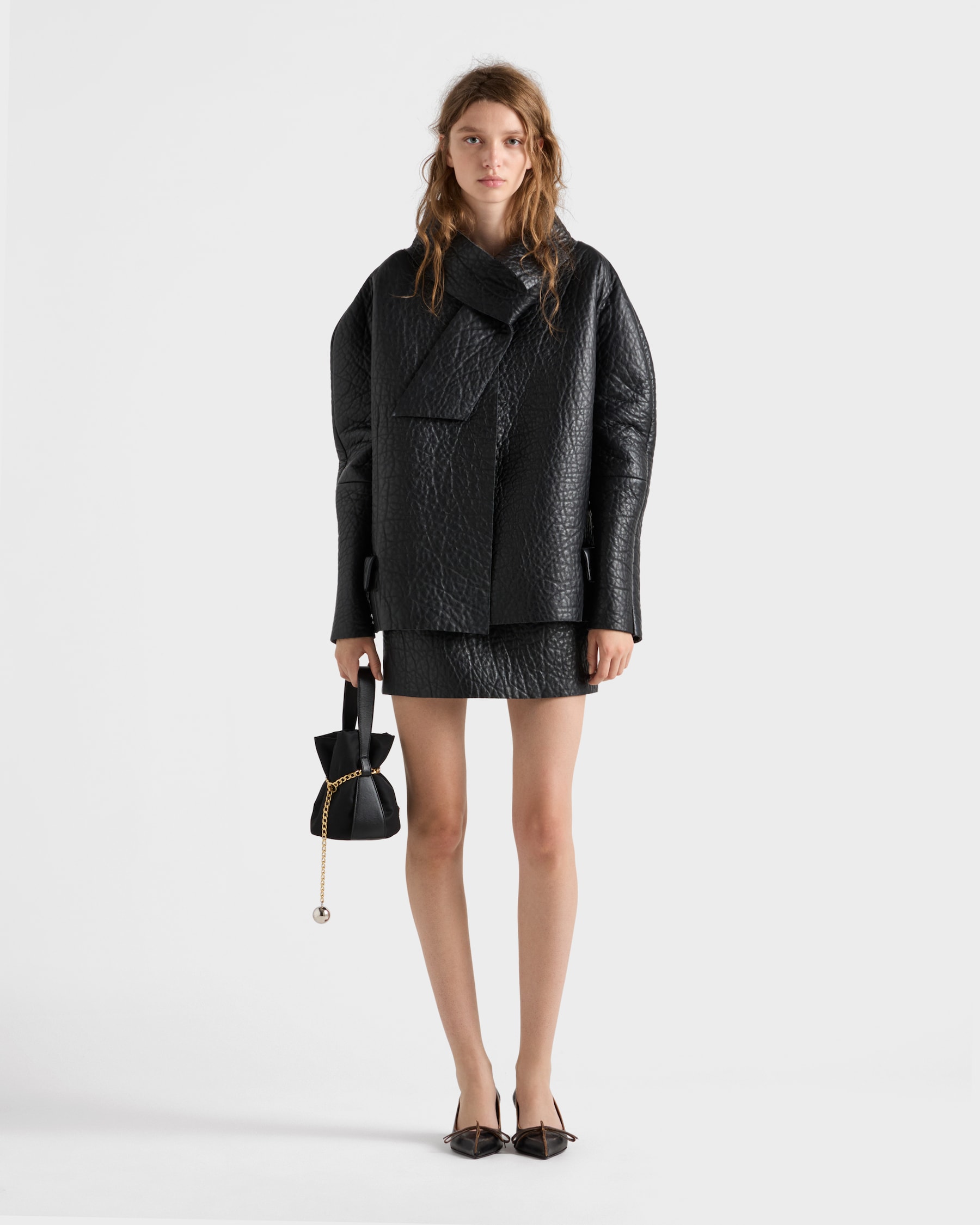 Black Nappa Leather Mini Skirt | PRADA