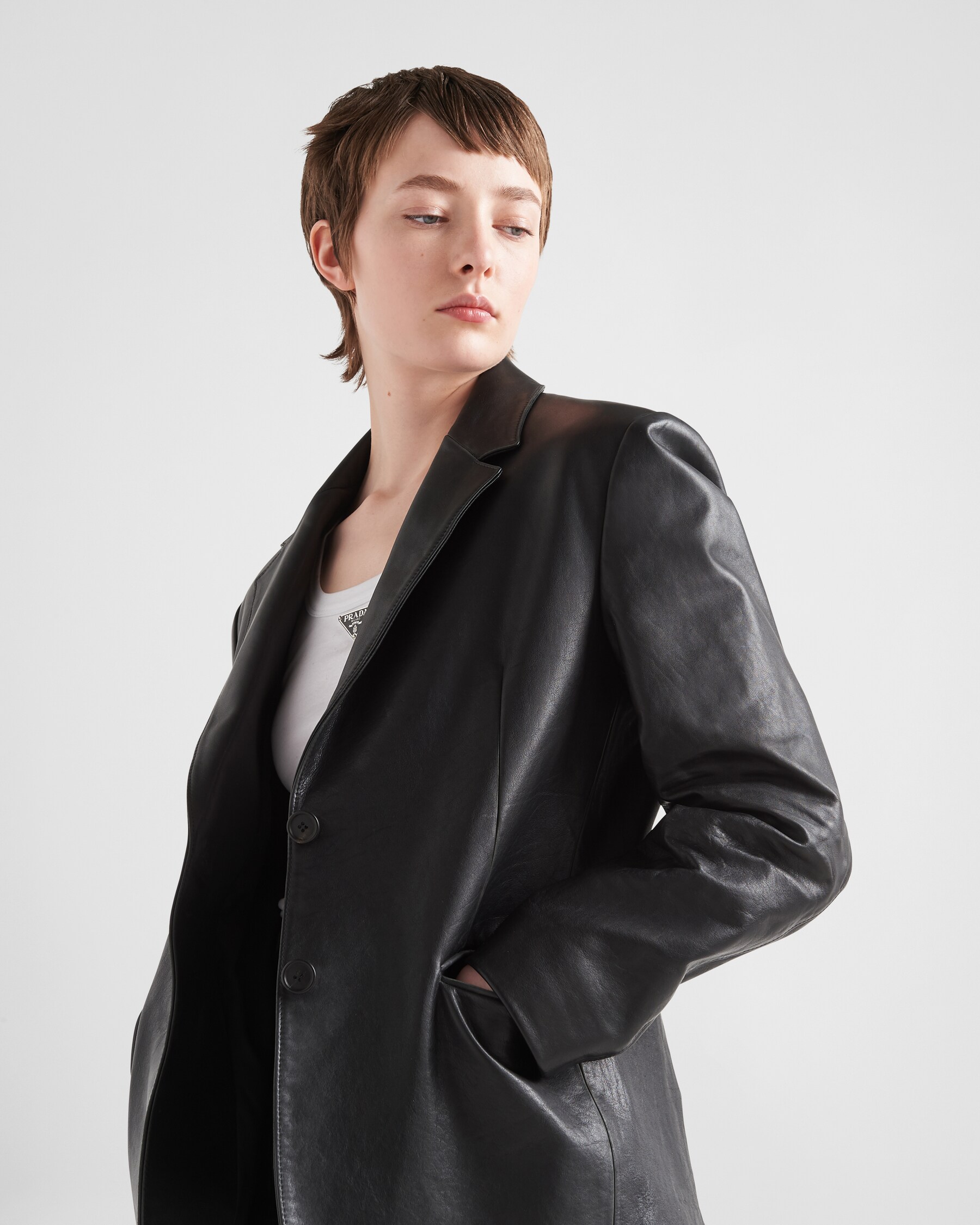 Black Leather Jacket | PRADA