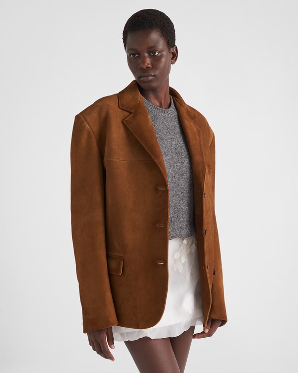 Tobacco Suede Jacket | PRADA