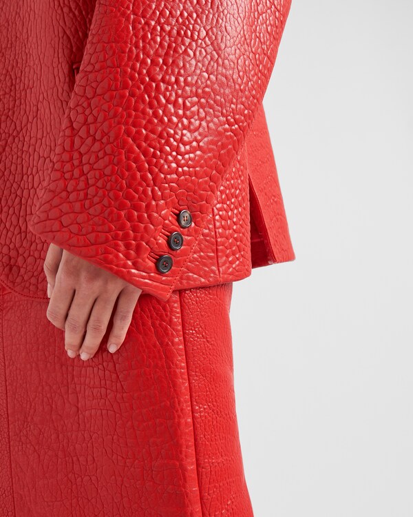 Red Single-breasted Nappa Leather Jacket | PRADA