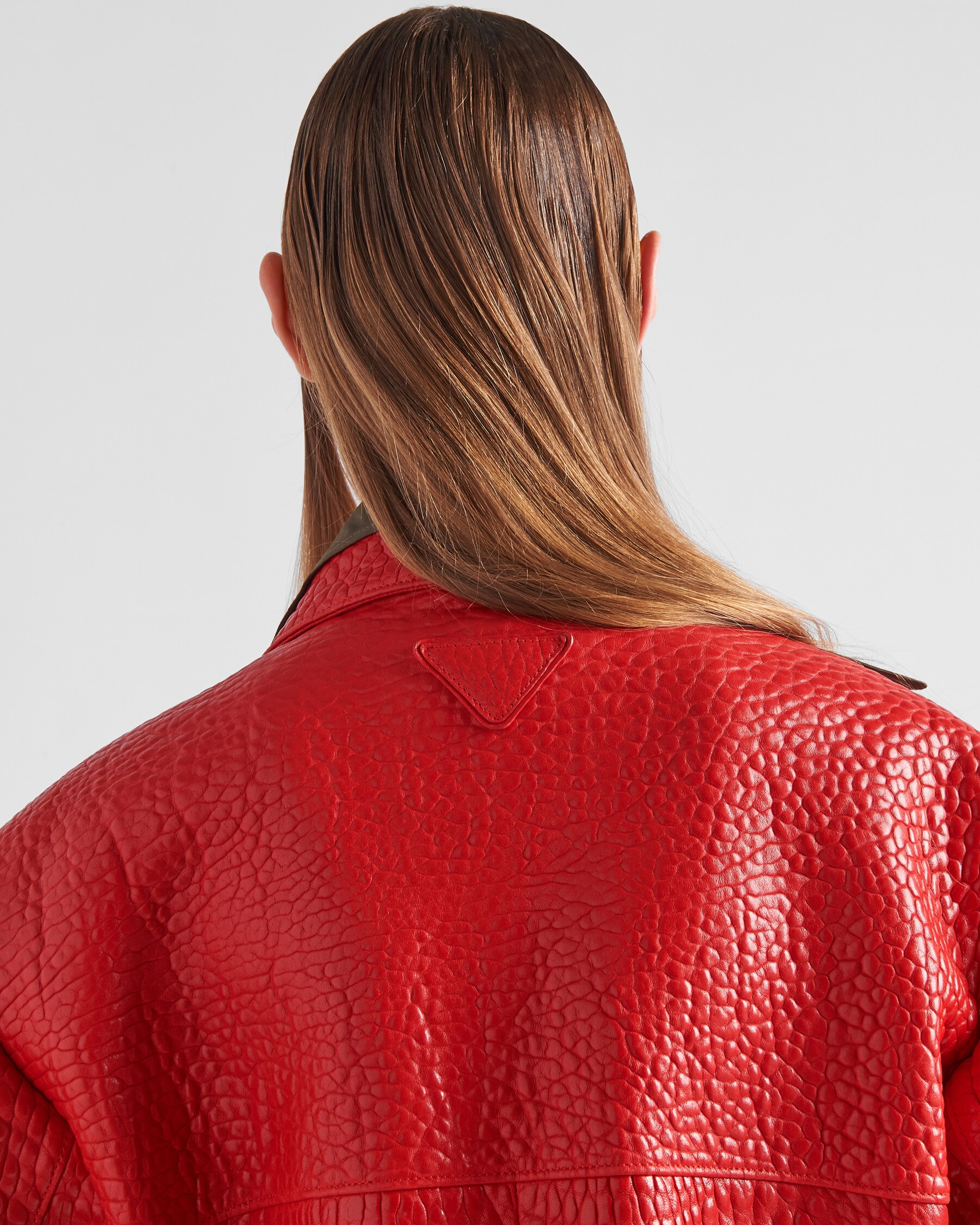Red Single-breasted Nappa Leather Jacket | PRADA
