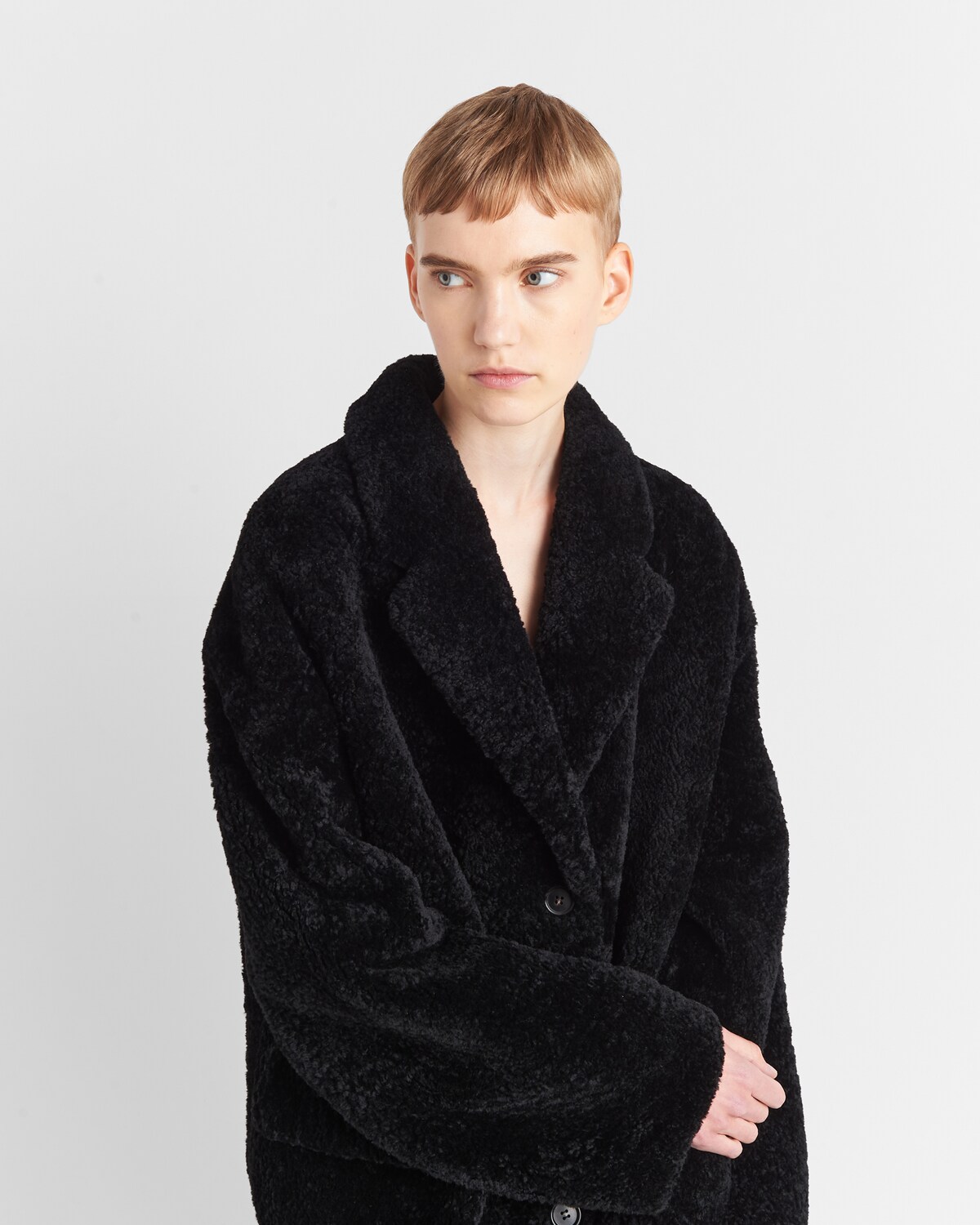 Black Shearling Caban Jacket | PRADA