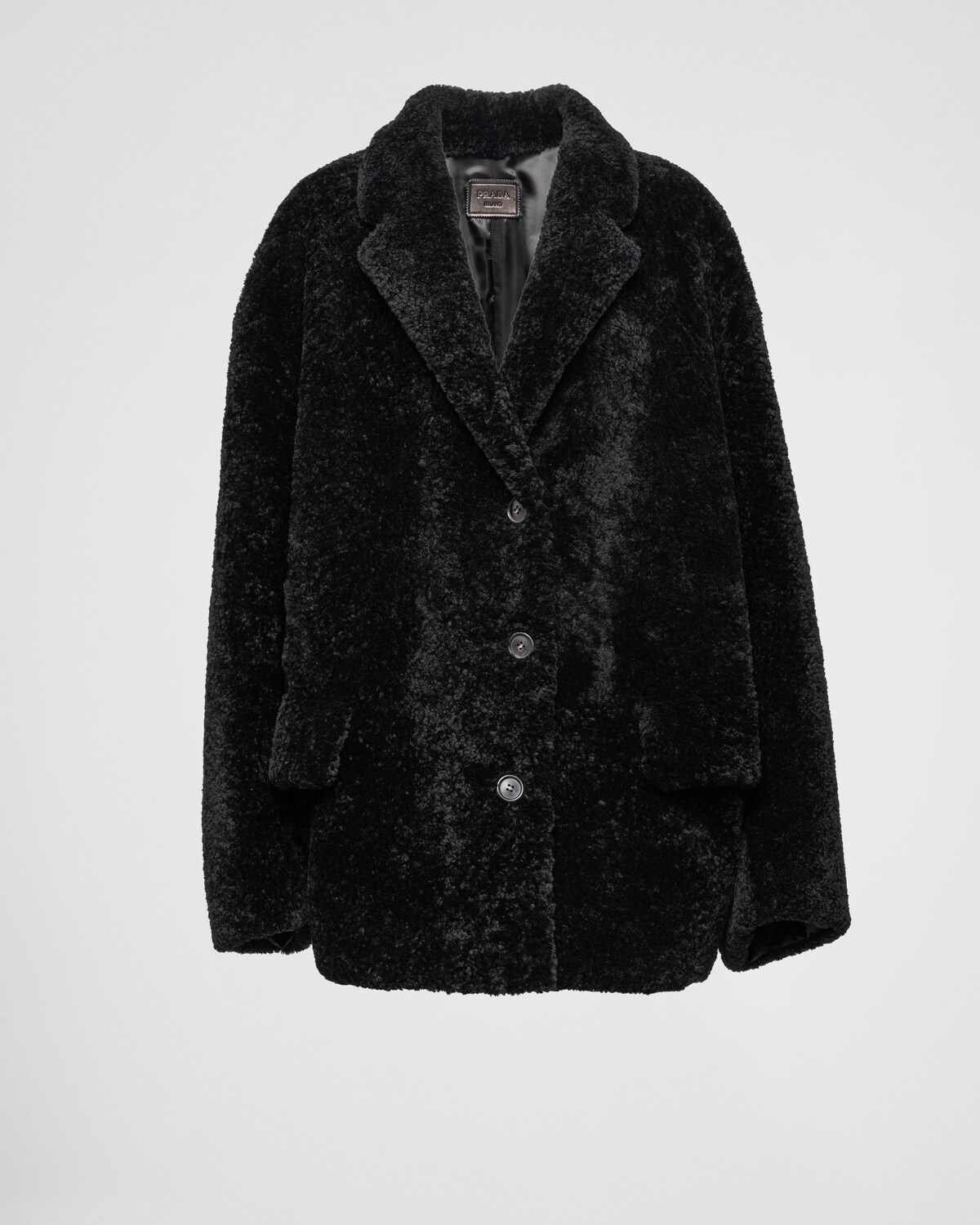 Black Shearling Caban Jacket | PRADA