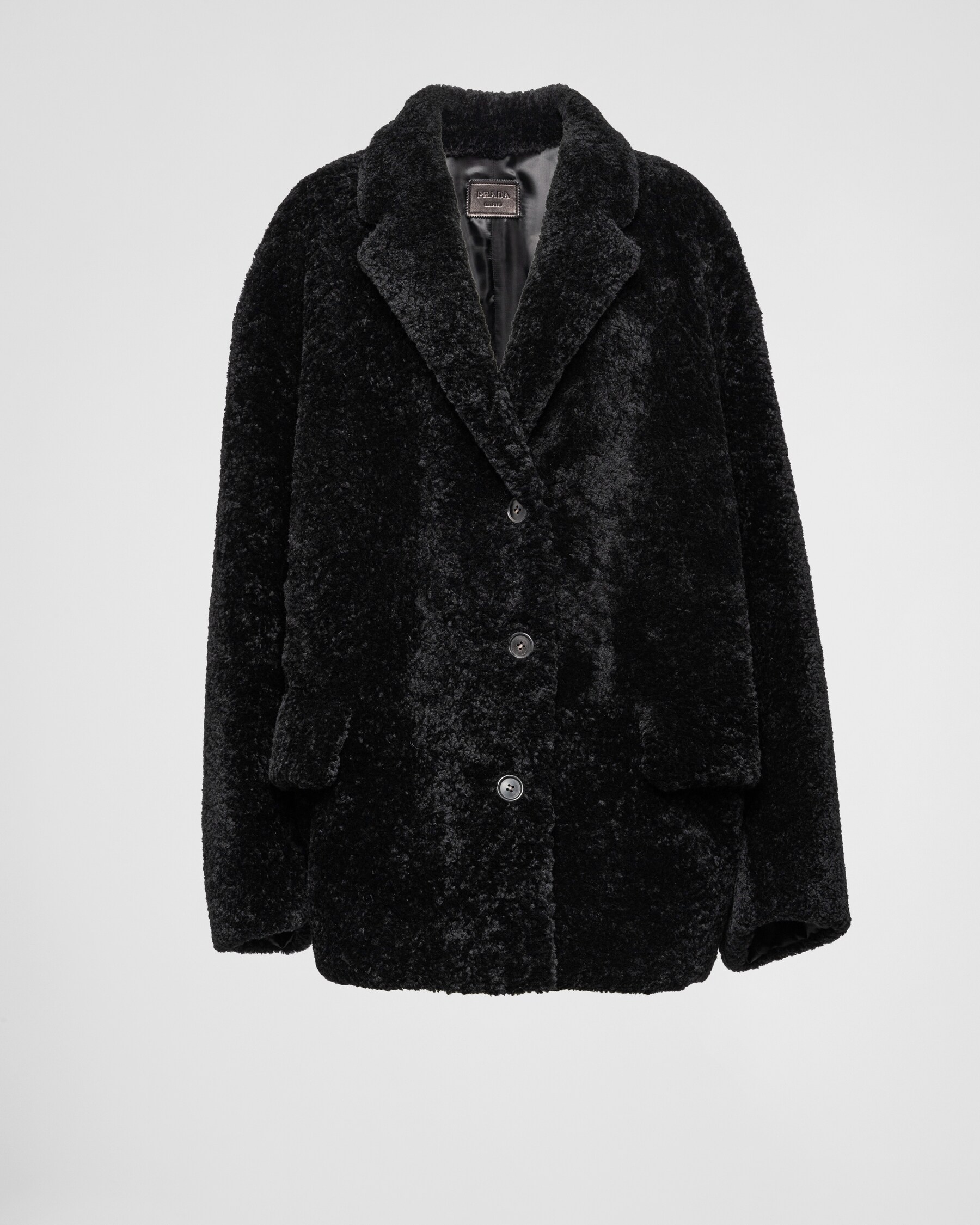 Black Shearling Caban Jacket | PRADA