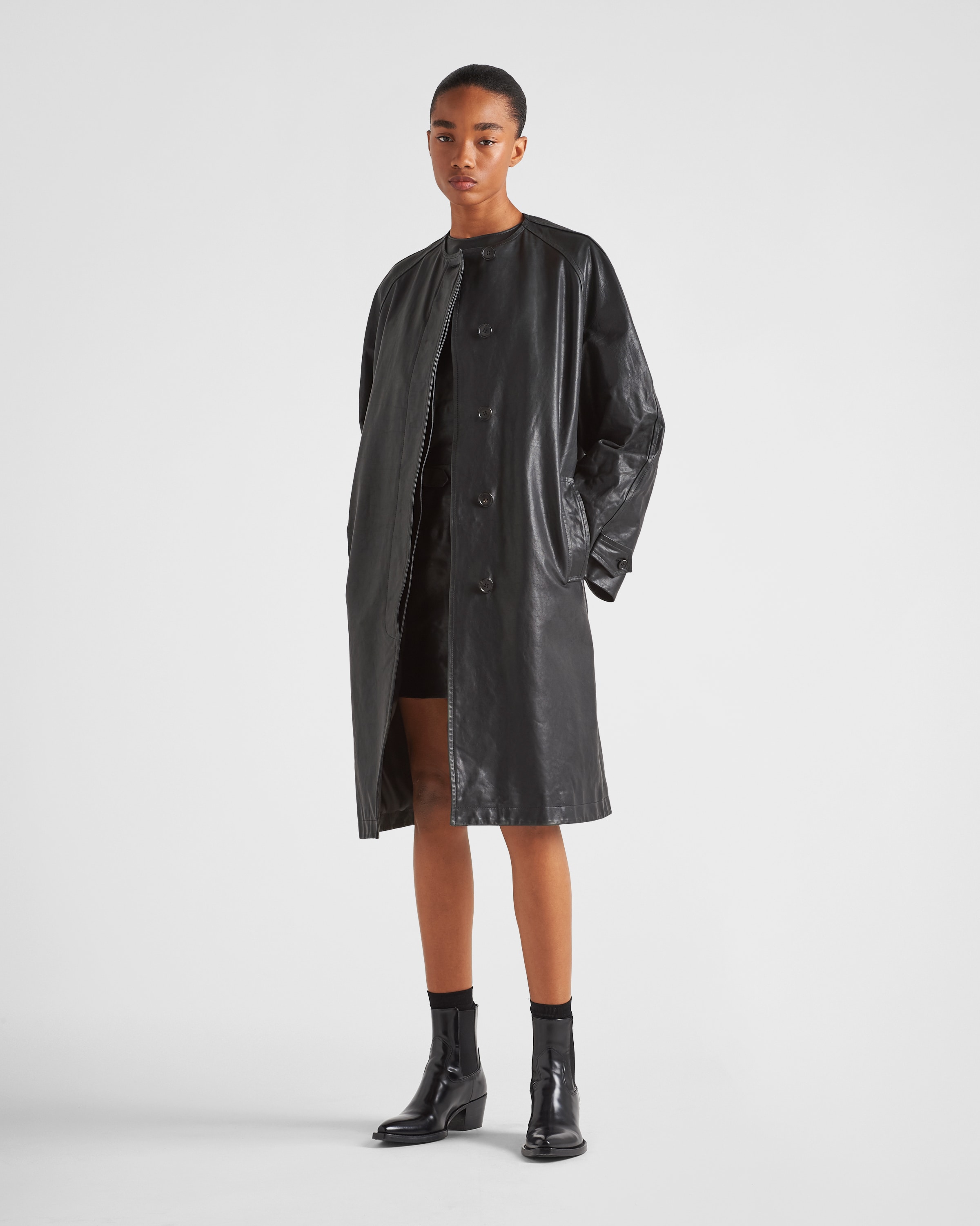 Black Leather coat | Prada