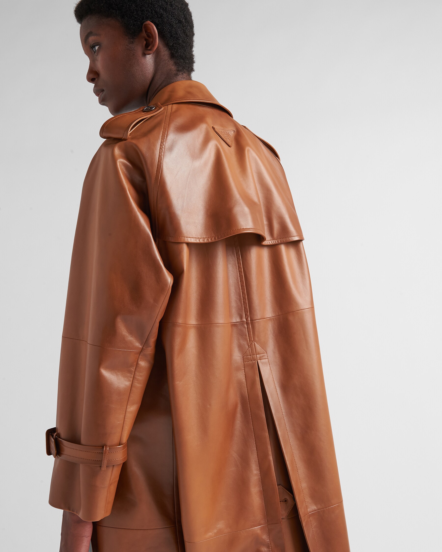 Caramel Nappa Leather Coat | PRADA