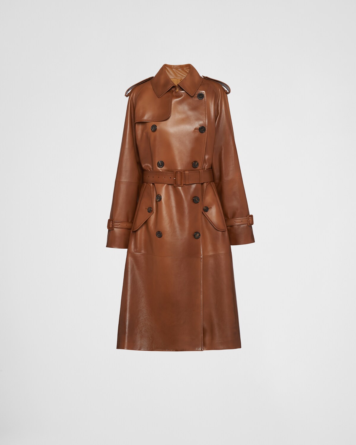 Caramel Nappa Leather Coat | PRADA