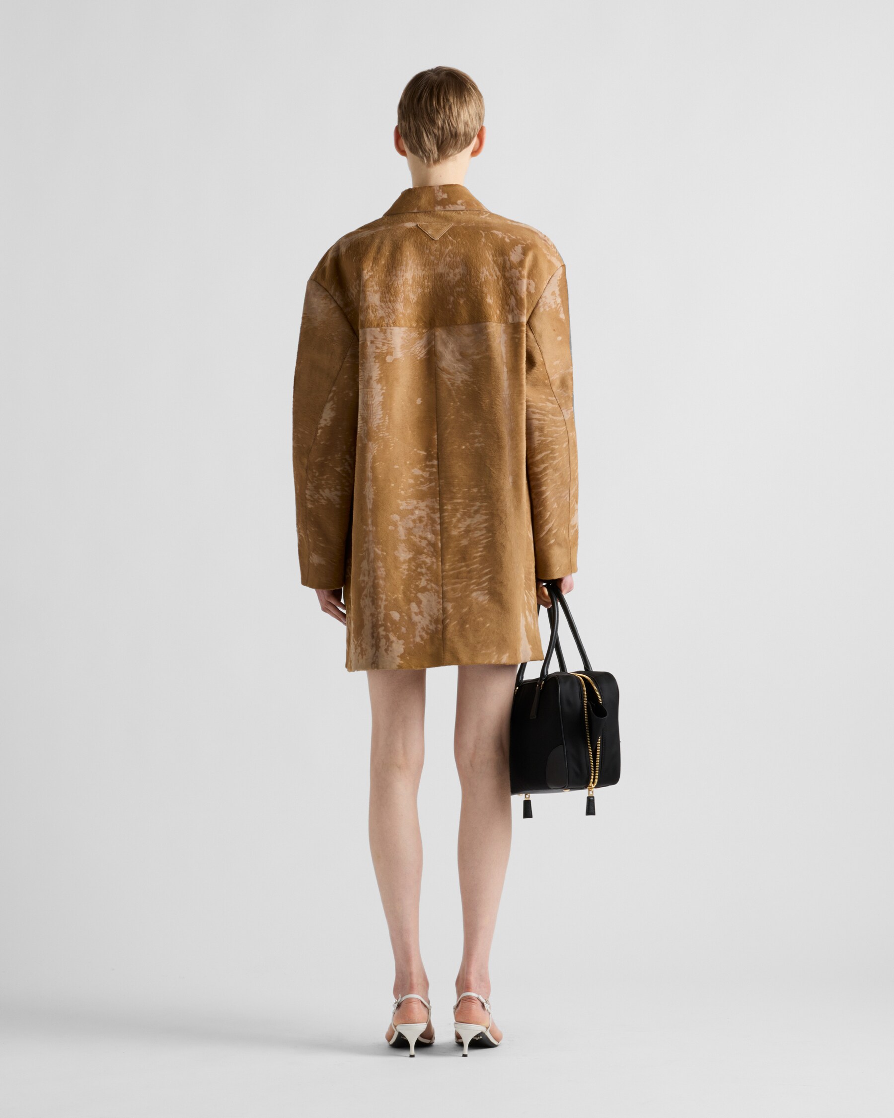 Caramel Leather Coat | PRADA
