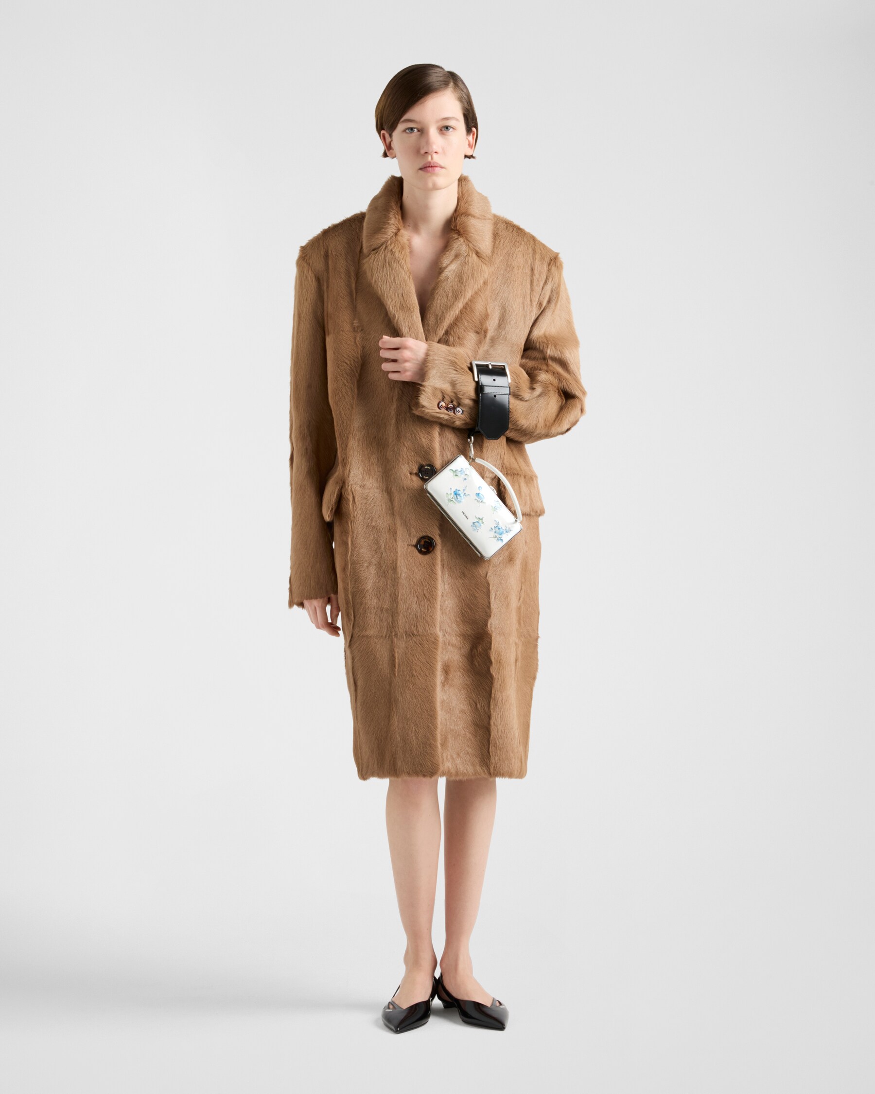 Cork Beige Leather Coat | PRADA