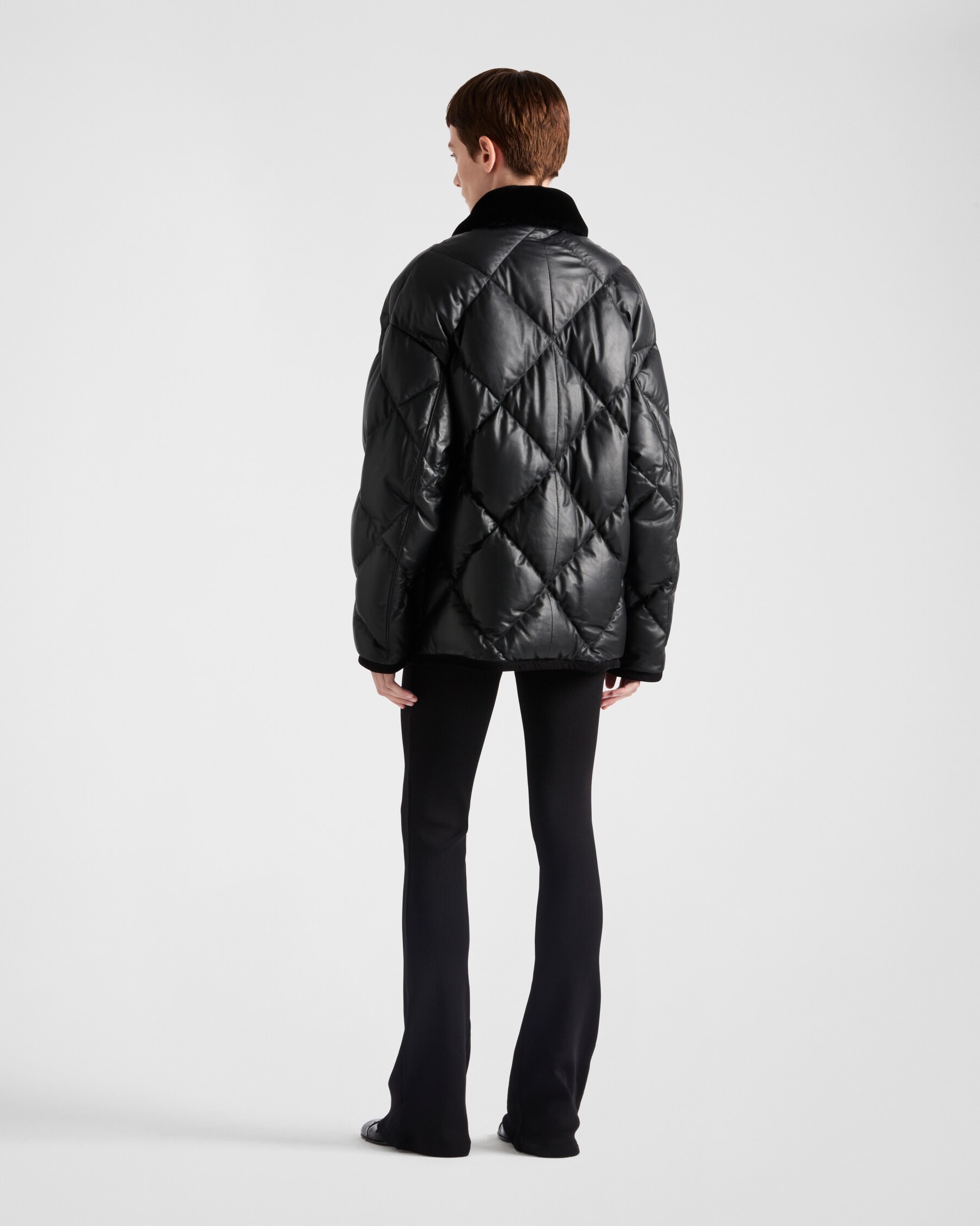 Black Quilted Nappa Leather Caban | PRADA