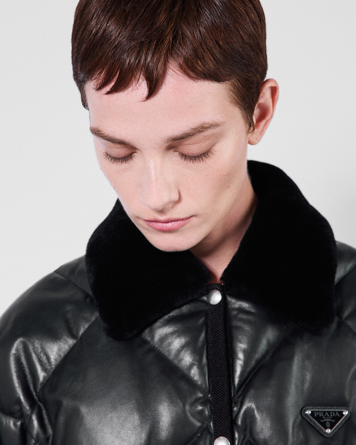 Black Quilted Nappa Leather Caban | PRADA